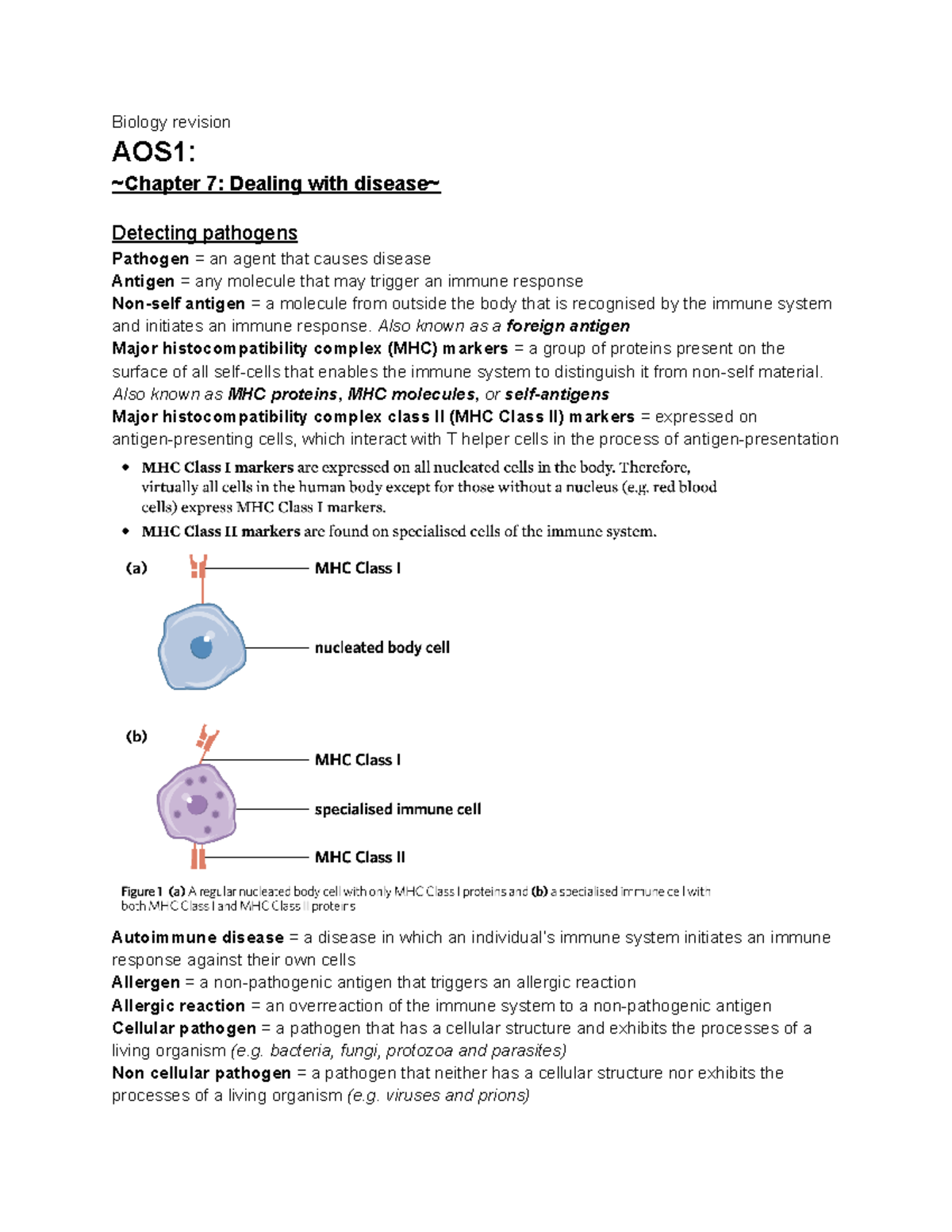 Biology Unit 4 AOS 1: Immune System and Disease Defense Mechanisms ...