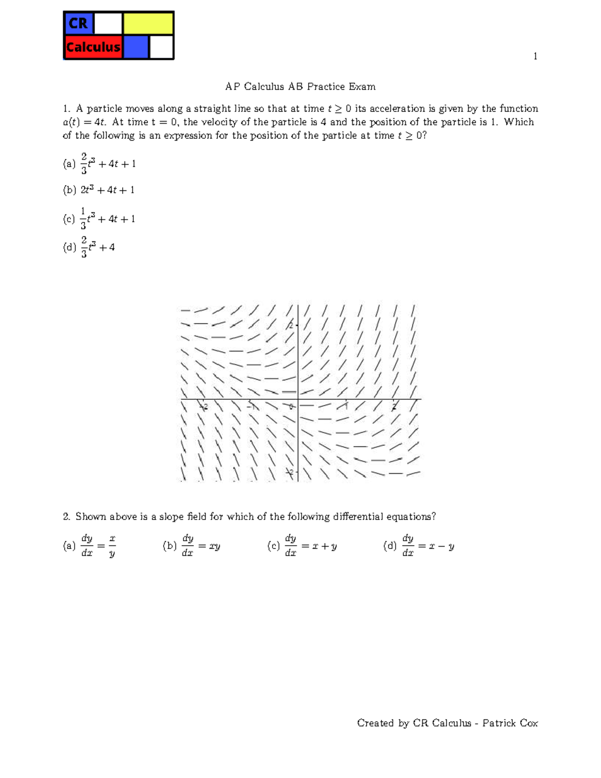 AP Calculus AB Full Mock Exam 2020 - Studocu
