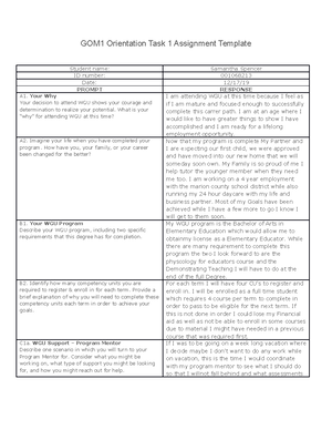 WGU - Orientation Task - Submission that I passed with - GOM1 ...