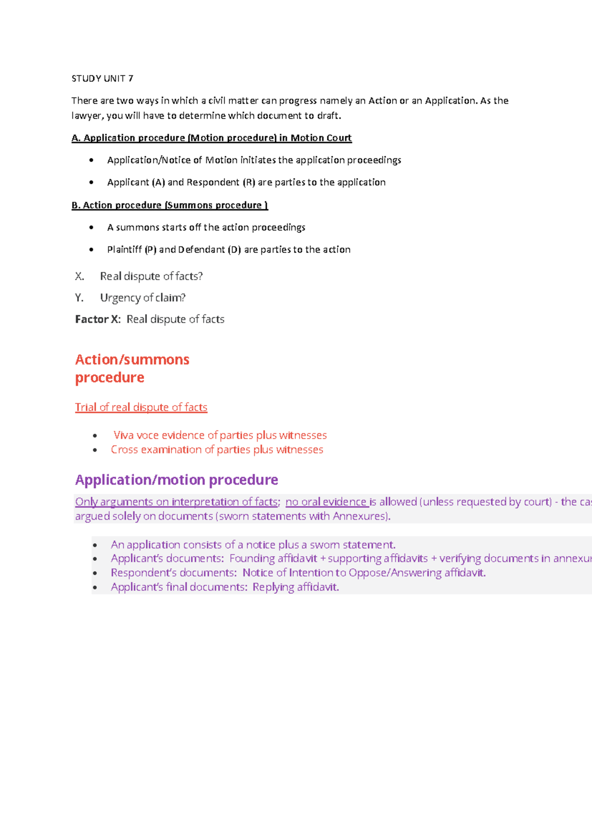 IURI376 - Study Unit 7: Understanding Action vs. Application Procedures ...