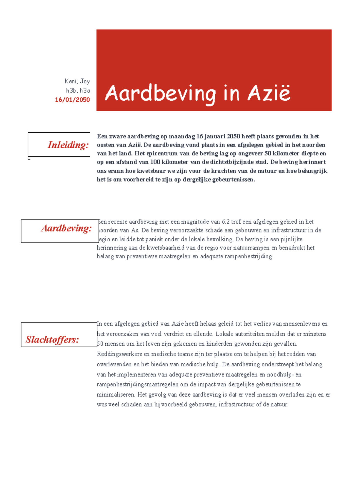 PO Aardbeving in Azië: Impact en Preventiemaatregelen - Studeersnel