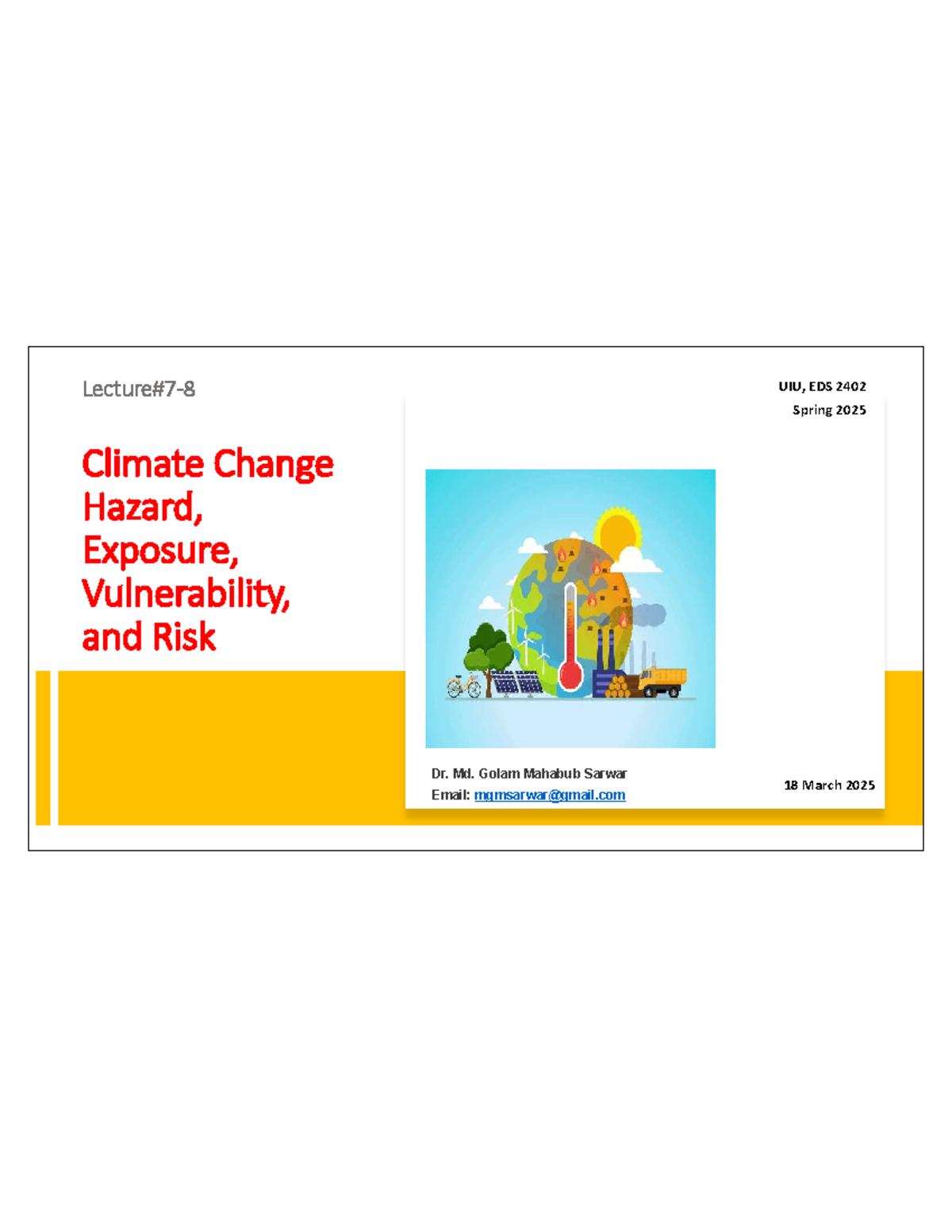 UIU, EDS 2402 Spring 2025 Lecture 7: Climate Change Hazards & Risks ...
