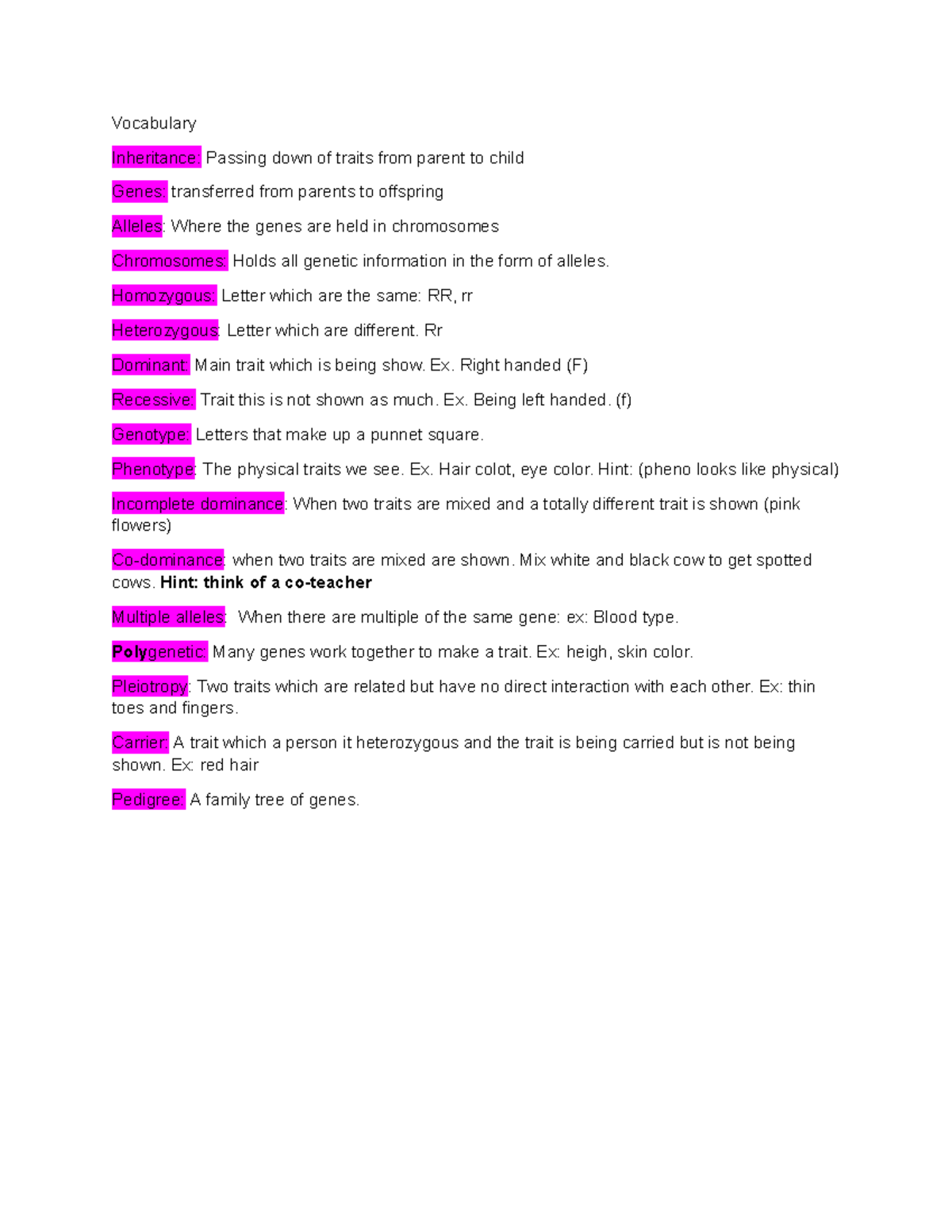 Genetics Study Guide: Key Terms and Mendel’s Experiment Insights - Studocu