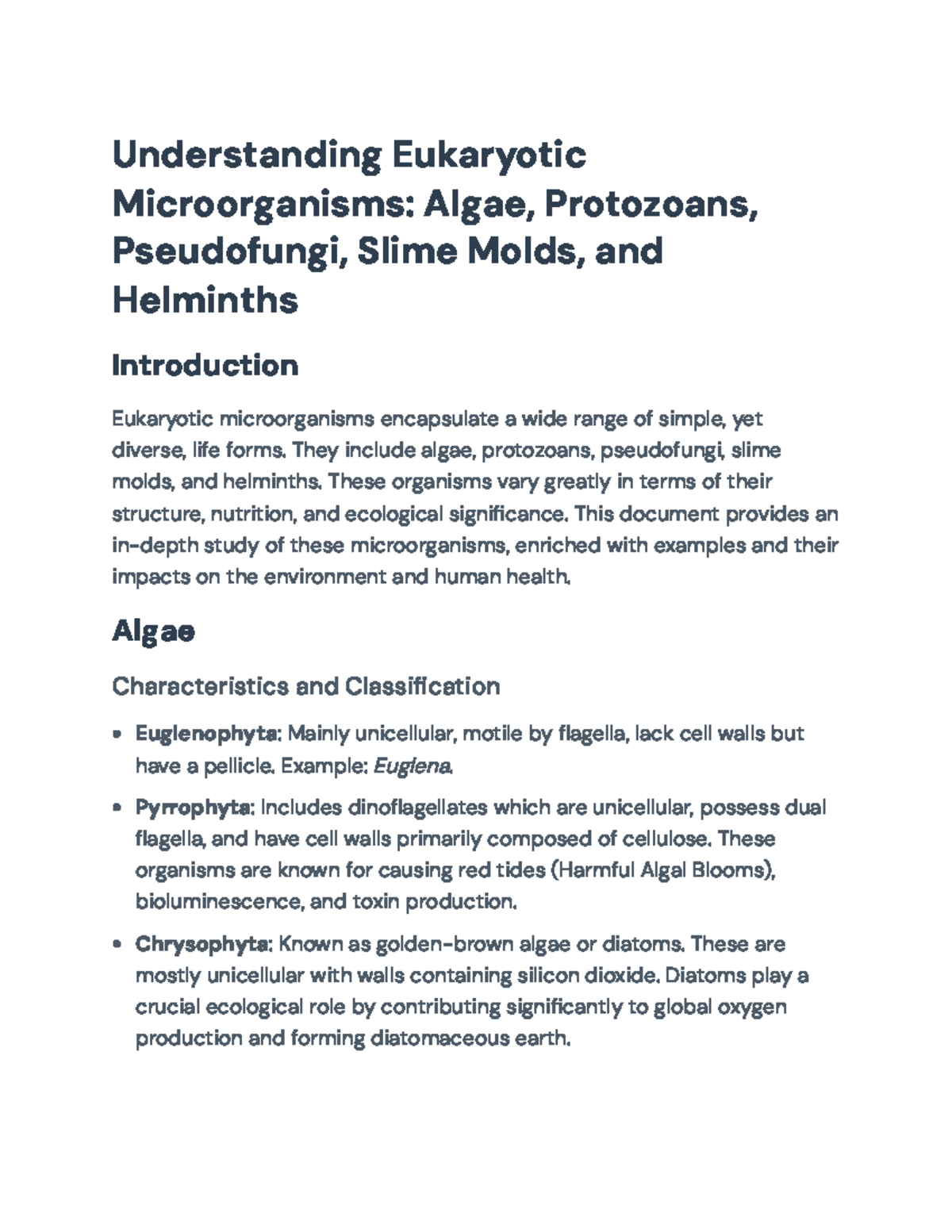 Understanding Eukaryotic Microorganisms: Algae, Protozoans, and ...