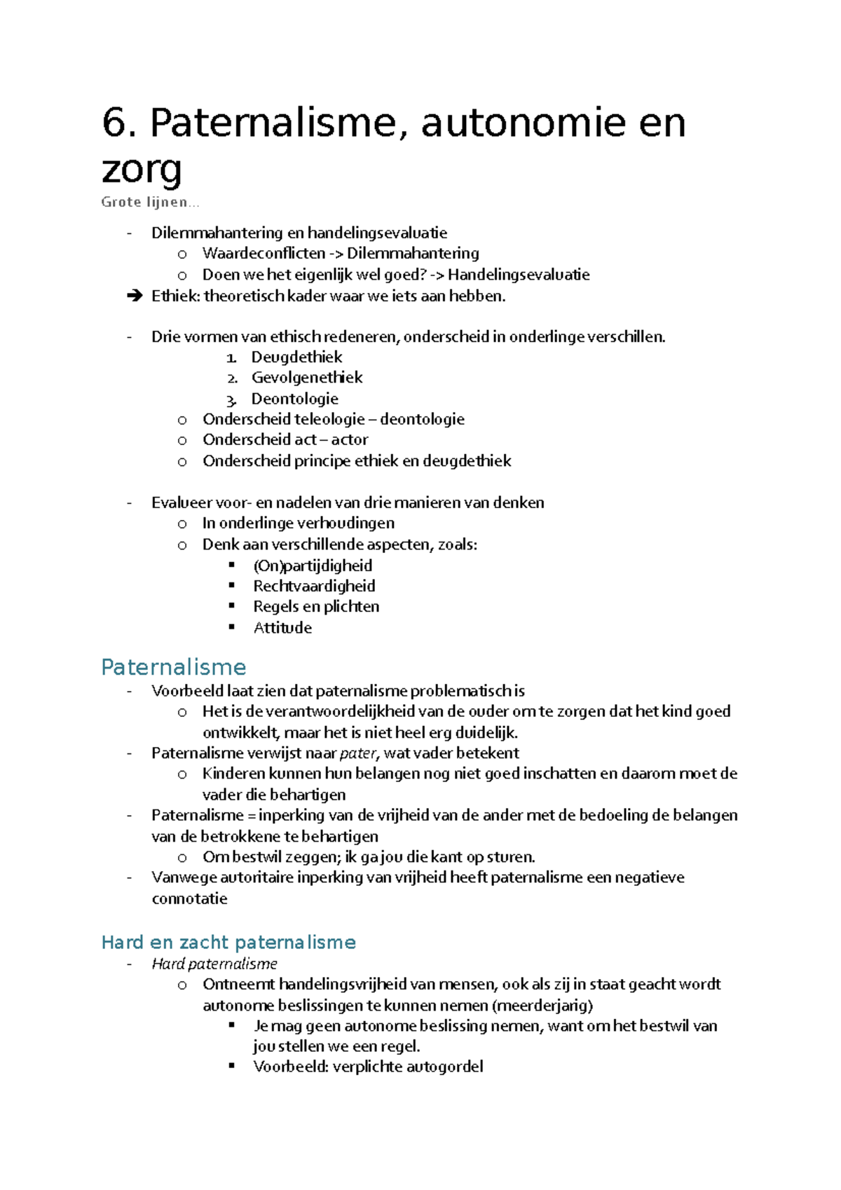 6. Paternalisme, Autonomie en Zorg: Ethiek en Dilemma’s in ...