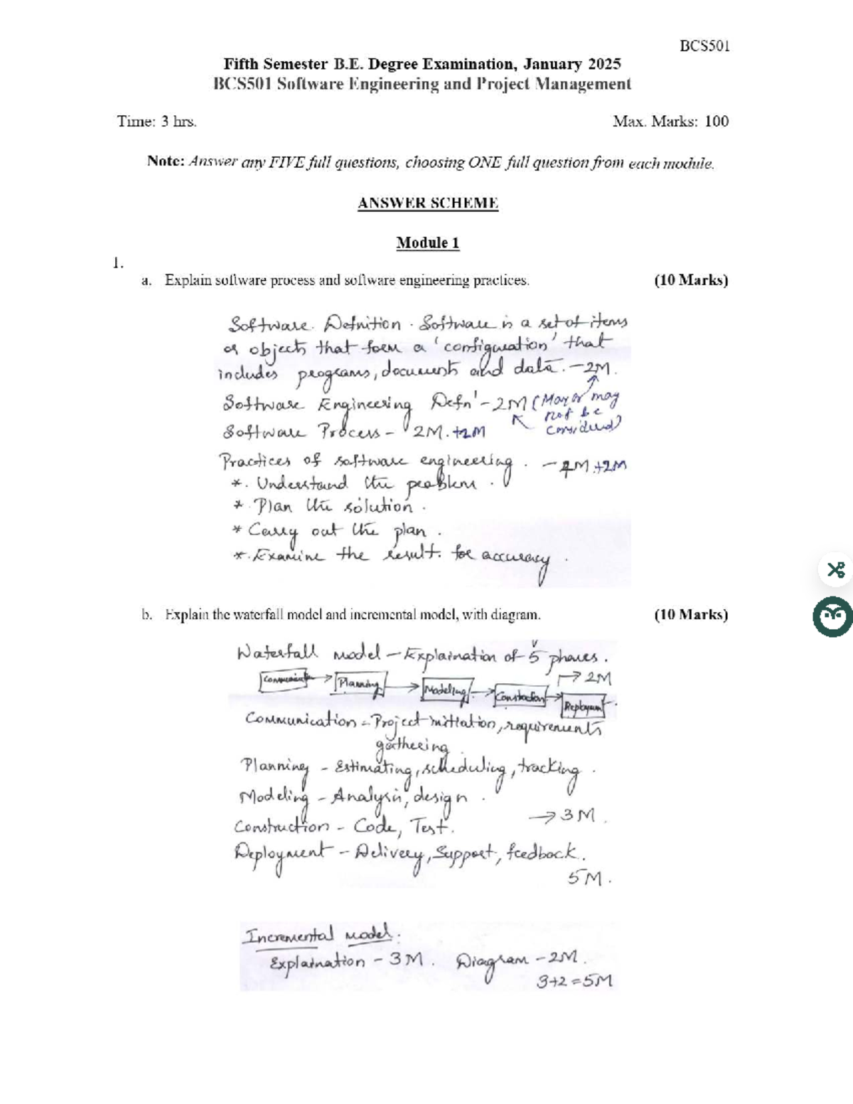 BCS501 Software Engineering & Project Management Exam Paper - Jan 2025 - Studocu