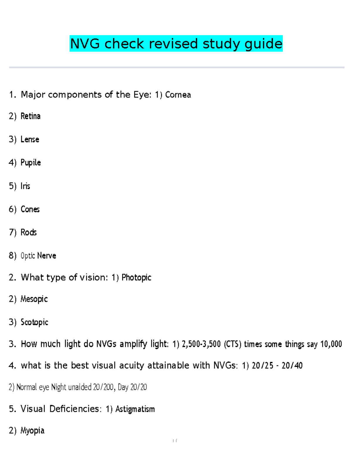 NVG Check Study Guide: Key Components & Visual Illusions - Studocu