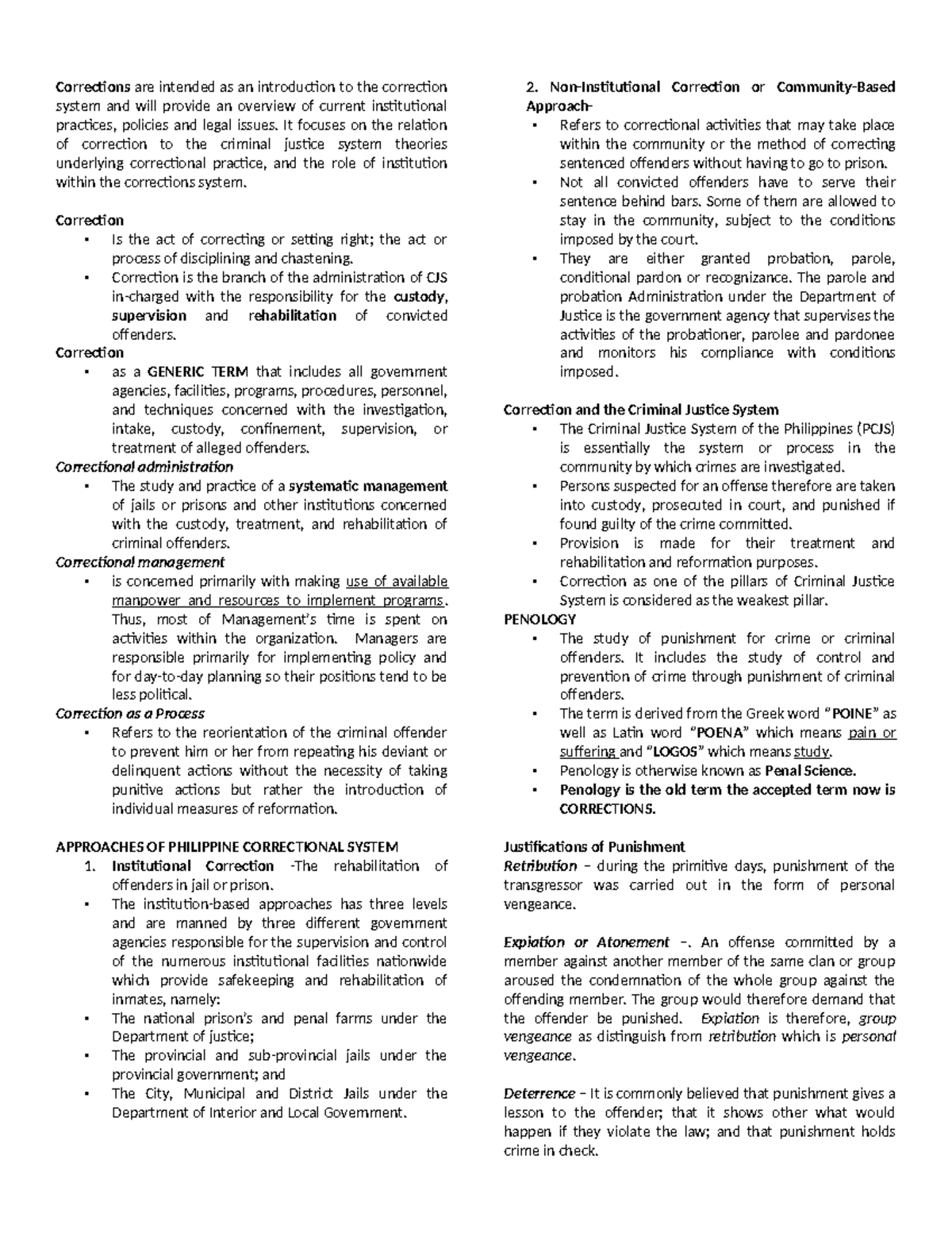 CJS 101: Overview of Corrections and Penal Systems - Studocu