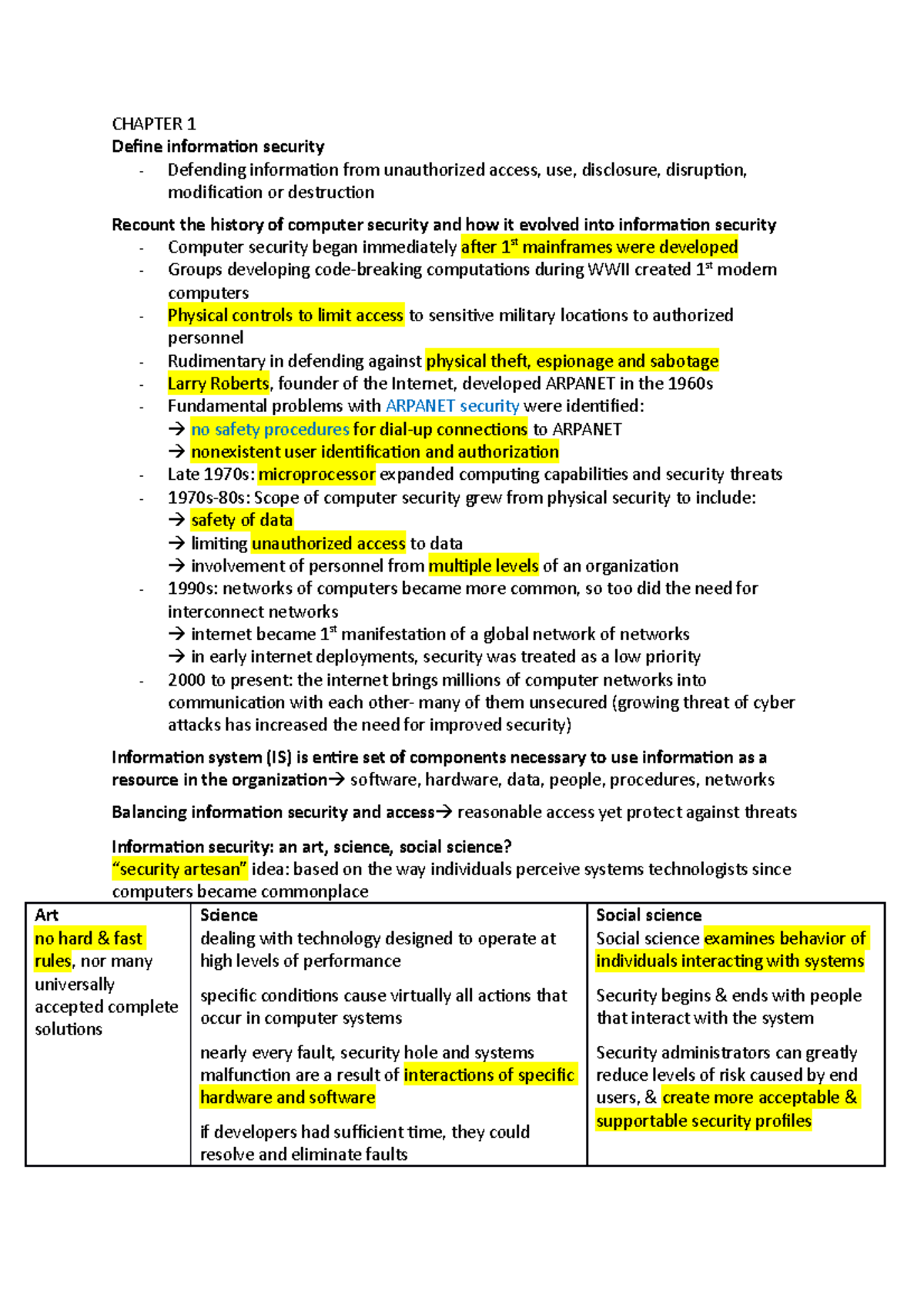 Chapters one-five - CHAPTER information information from unauthorized ...
