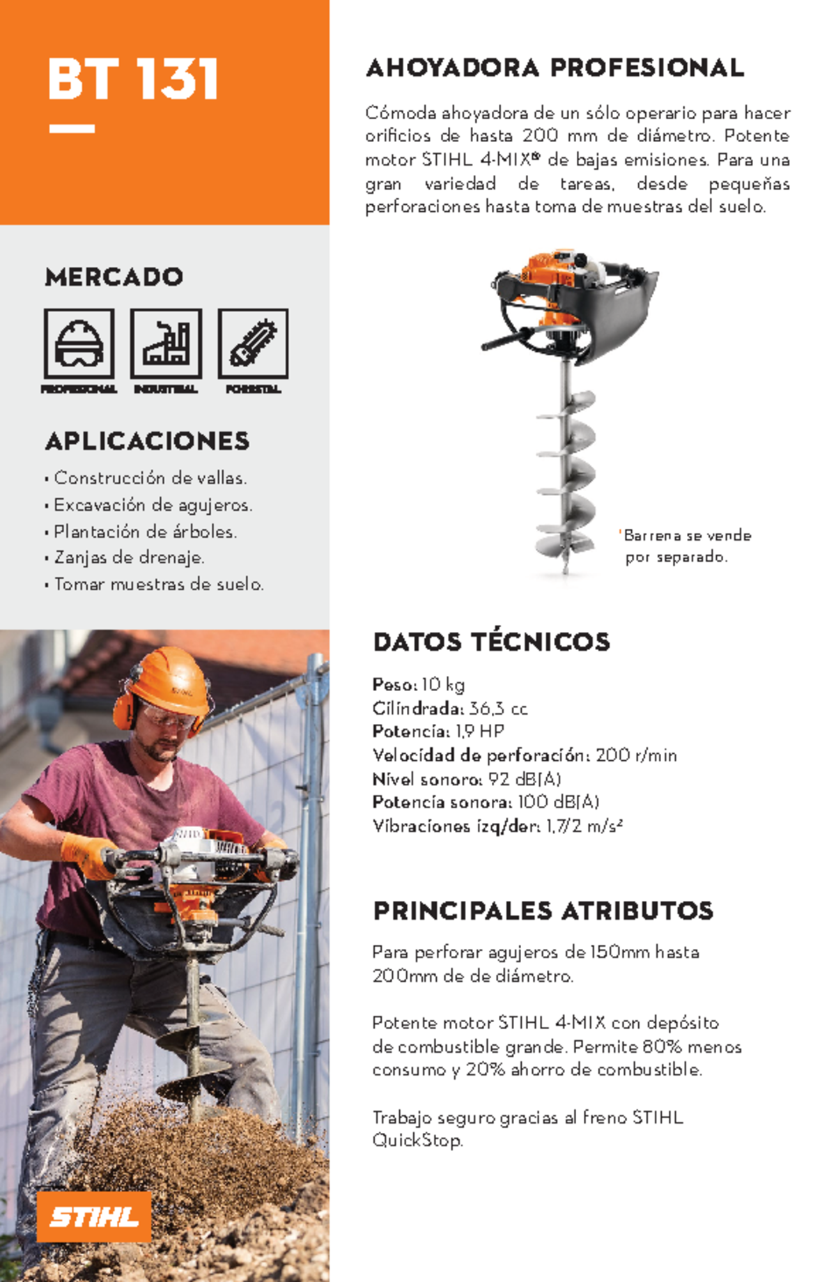 Ficha Técnica Stihl BT 131 - Ahoyadora Profesional y Aplicaciones - Studocu