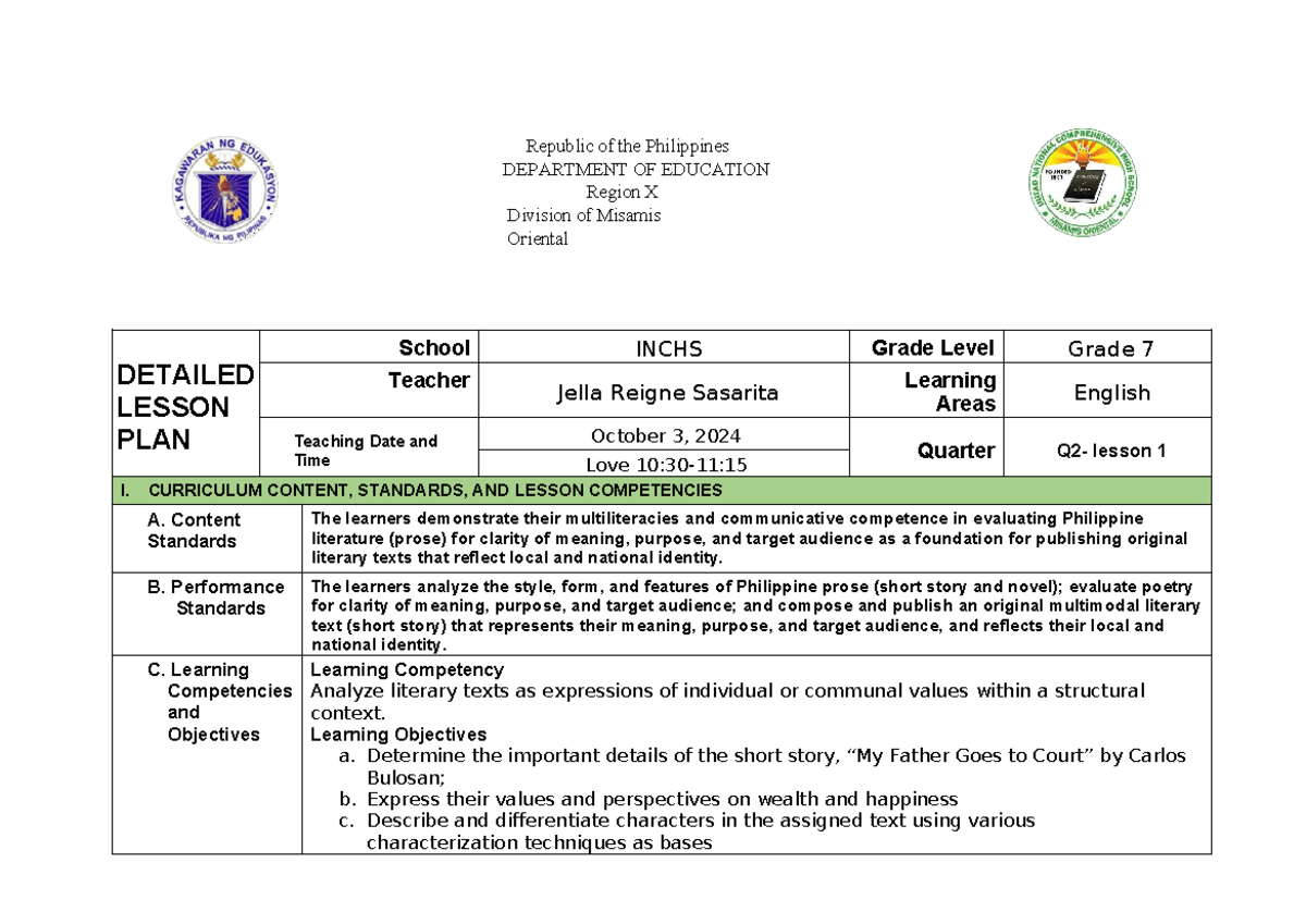 Detailed- Lesson-PLAN - Republic of the Philippines DEPARTMENT OF ...