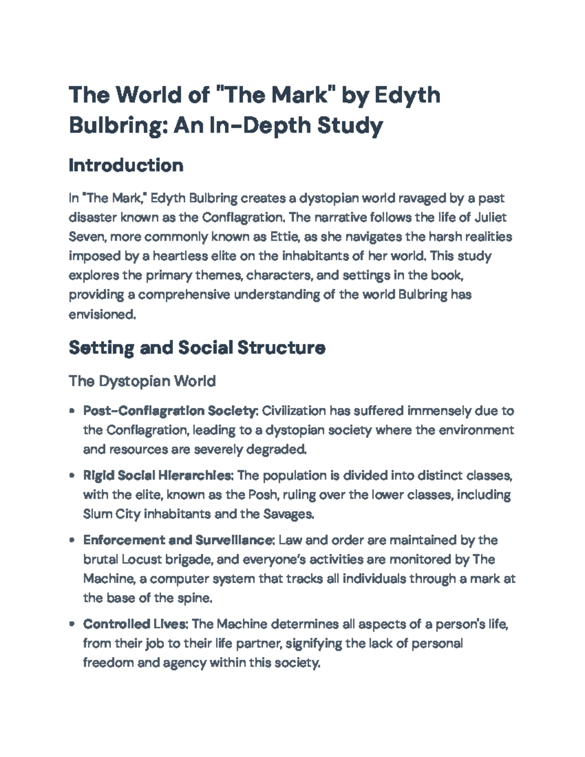 EDY 302: Themes and Characters in Edyth Bulbring's "The Mark" Study ...