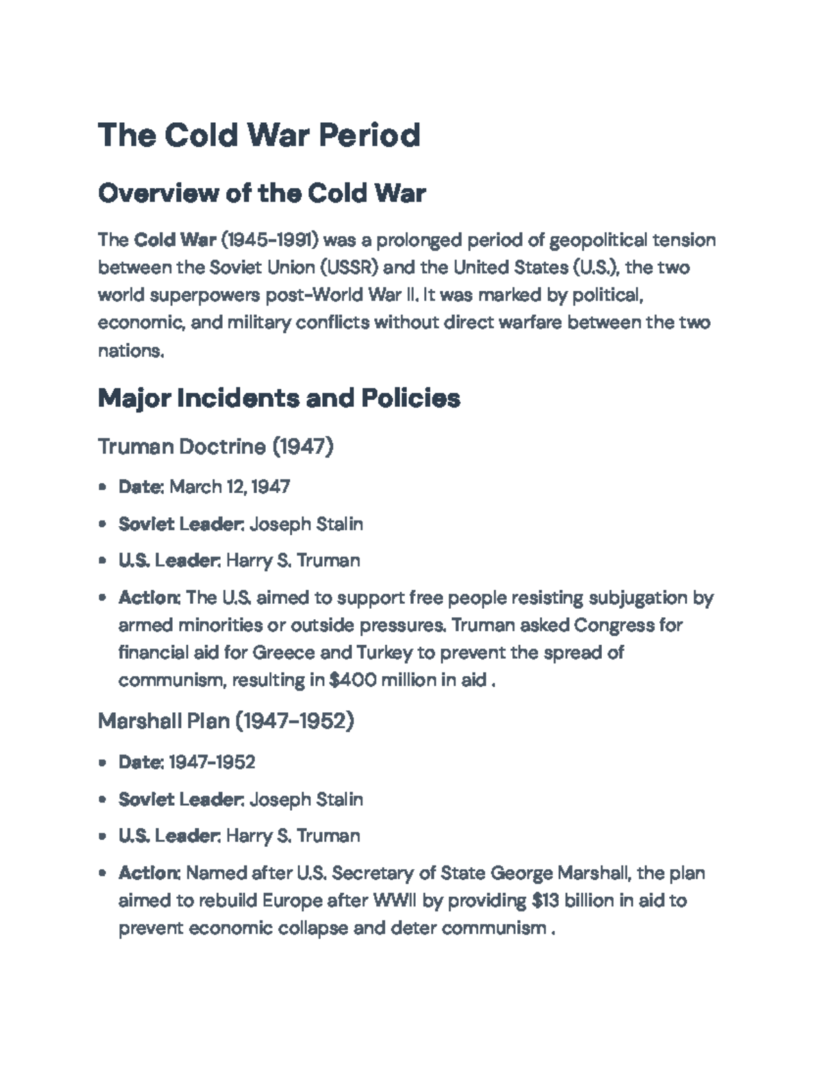 Cold War Overview and Key Events (1945-1991) - The Cold War Period ...