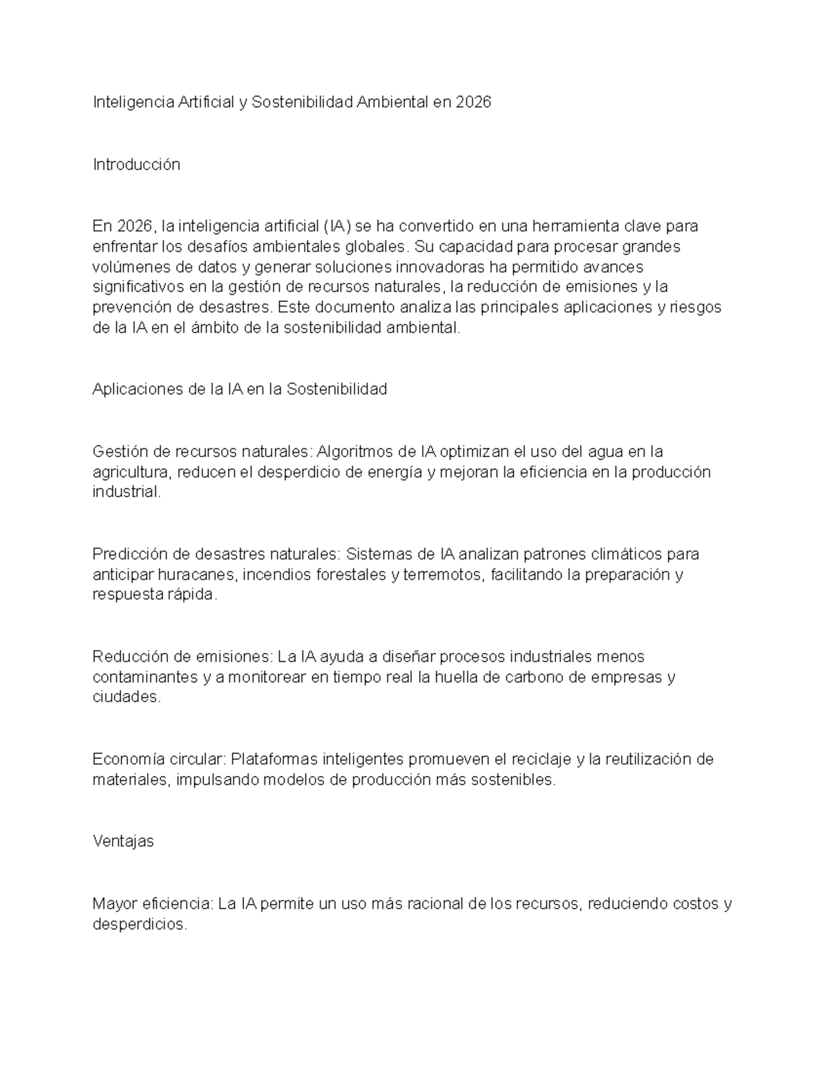 IA y Sostenibilidad Ambiental: Perspectivas para 2026 - Studocu