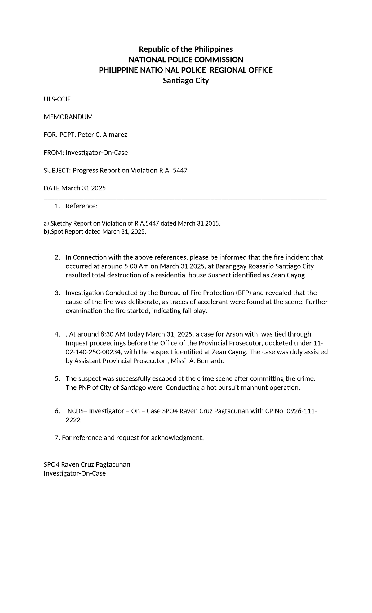 Progress Report - For review - Republic of the Philippines NATIONAL ...