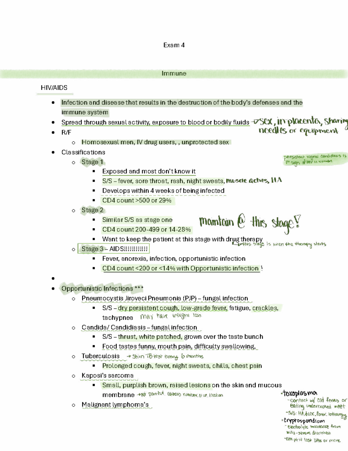 ADV Med Surg Exam 4: Immune System, Infections, and Cancer Management ...