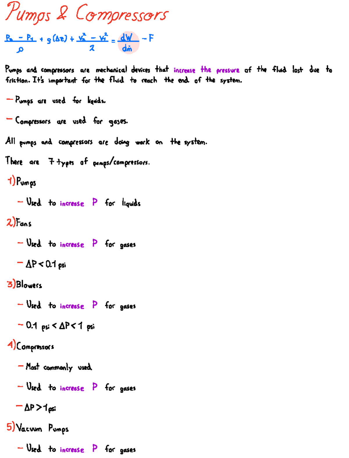 Pumps and Compressors Overview - ME 8 Lecture Notes - Studocu