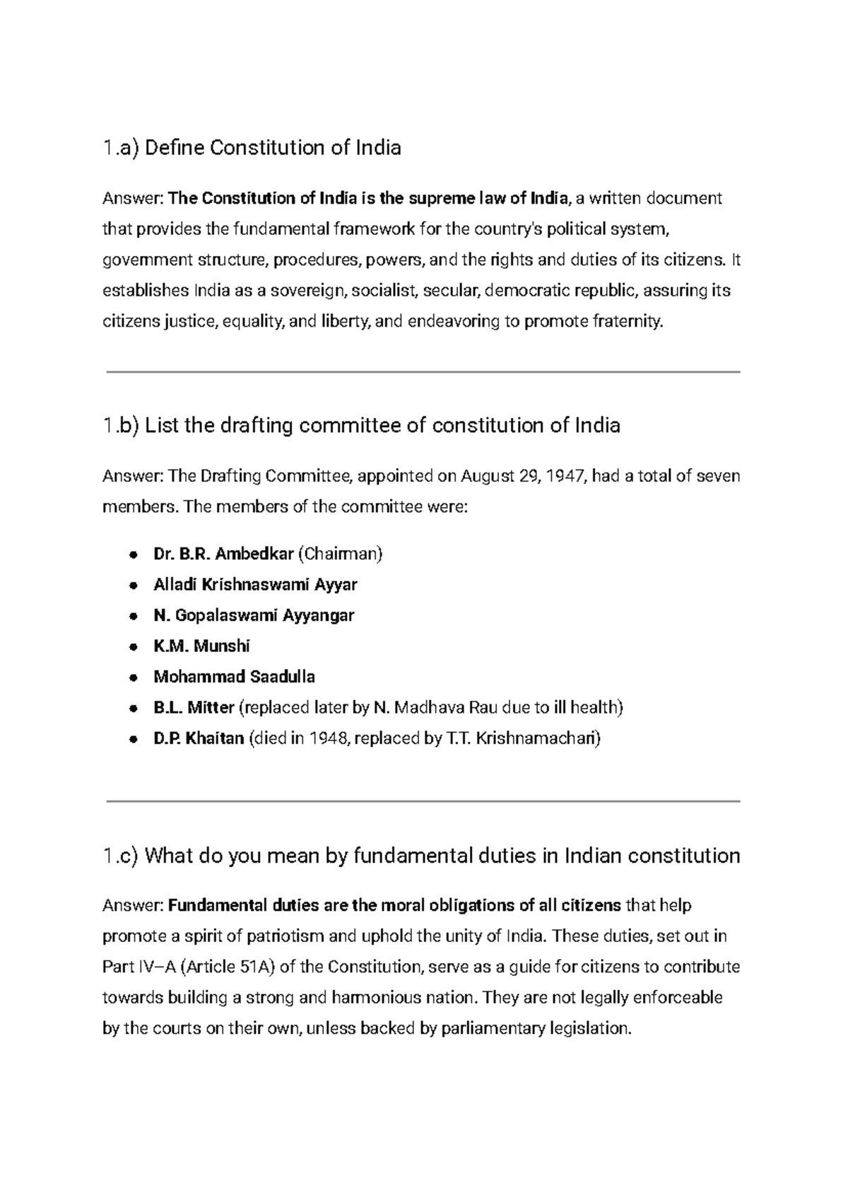 Practice Paper 3: Key Concepts of the Indian Constitution - Studocu
