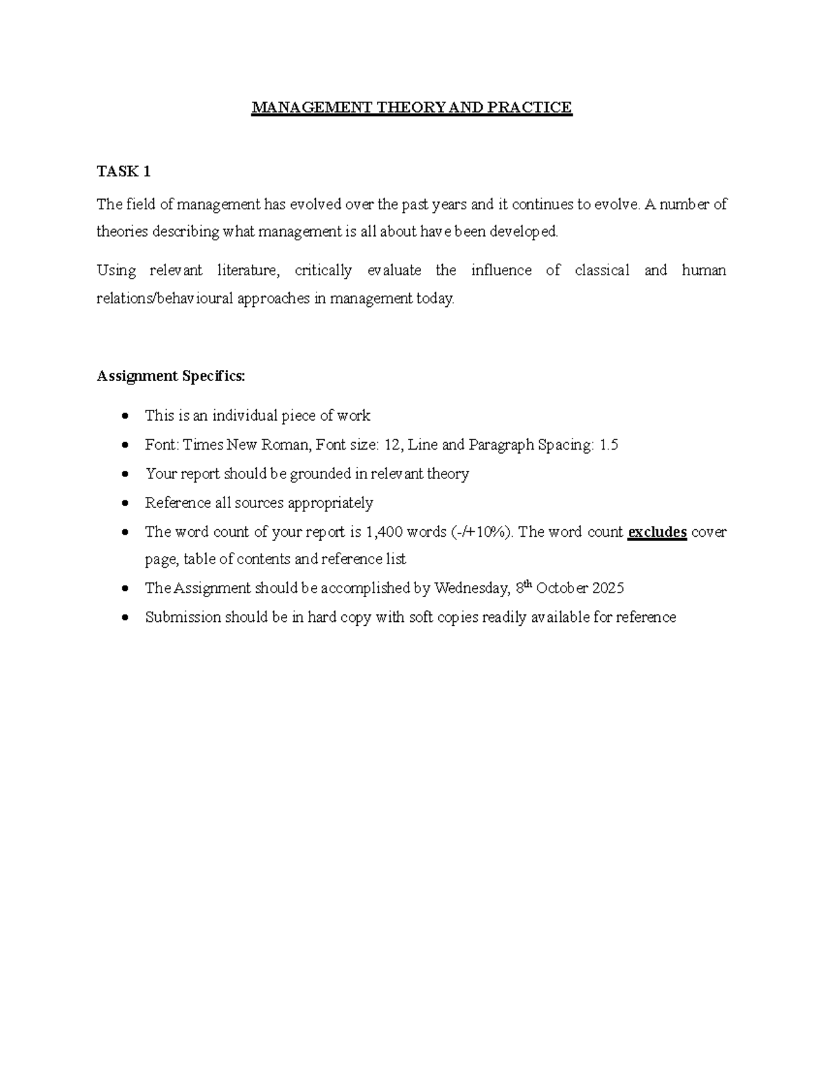 Assessment 1: Critical Evaluation of Management Theories (BAMT 1203 ...
