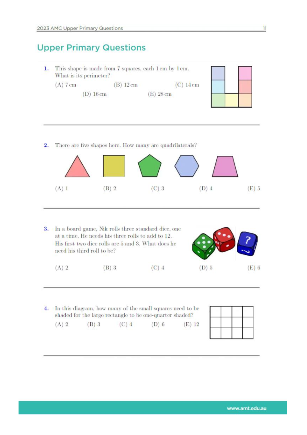 2023 AMC Upper Primary Questions and Solutions OMR Guide - Studocu