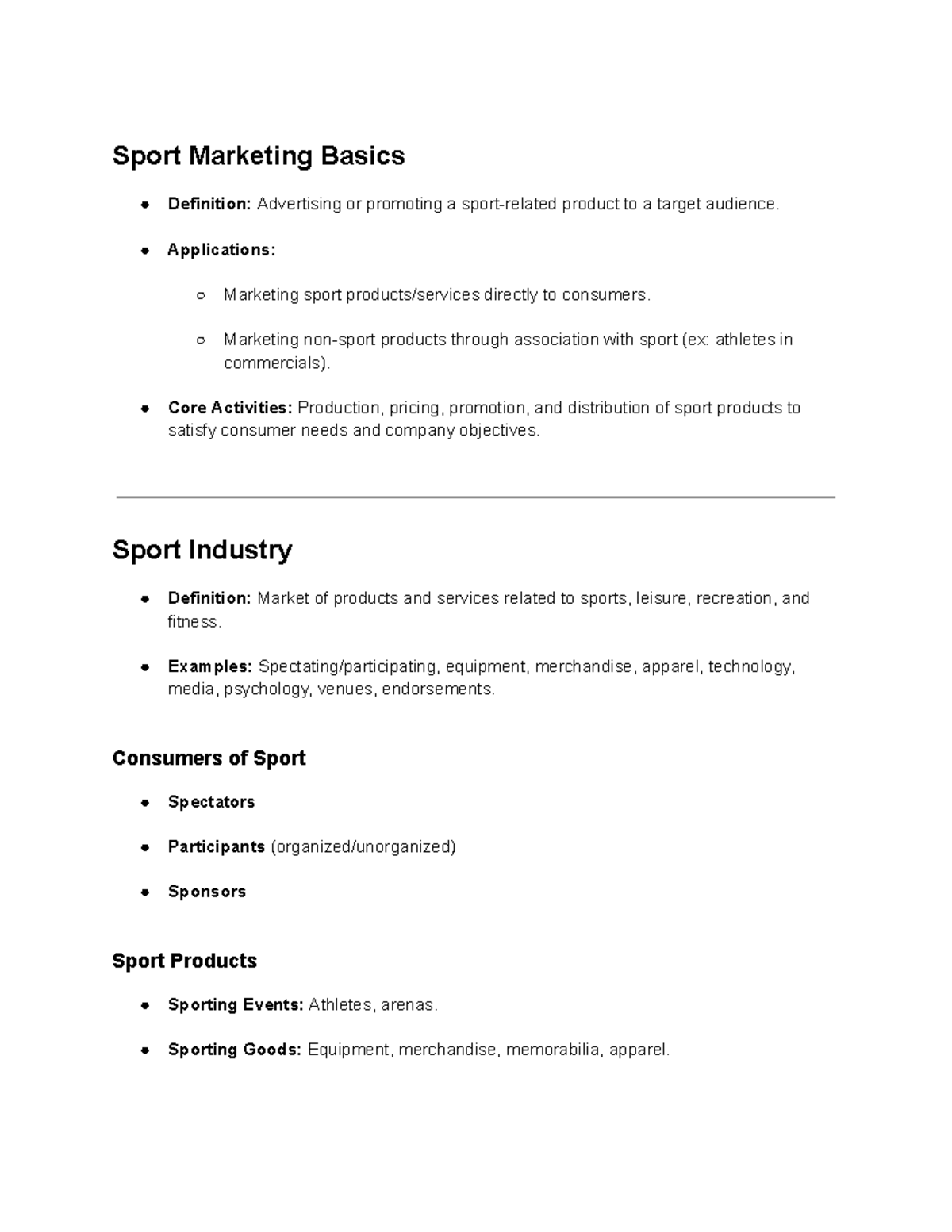 Sport Marketing Basics: Key Concepts & Consumer Behavior Analysis - Studocu