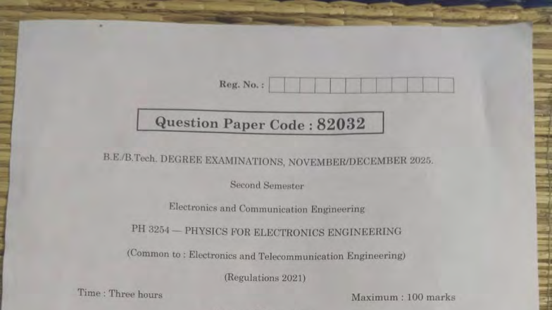 PH 3254 - Physics for Electronics Engineering Exam Questions (Nov-Dec ...