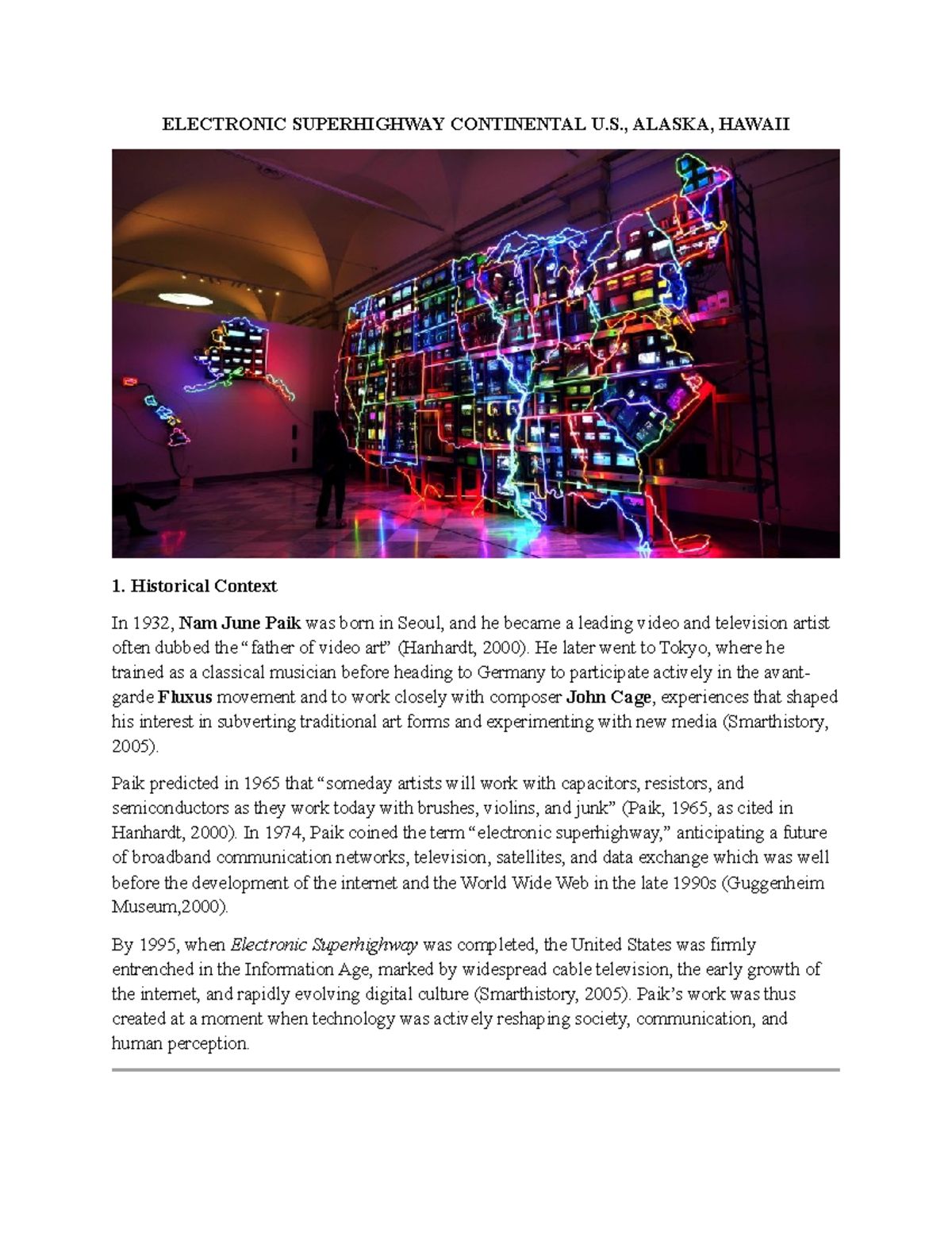 Humanities Task 2: Exploring Nam June Paik's Electronic Superhighway ...