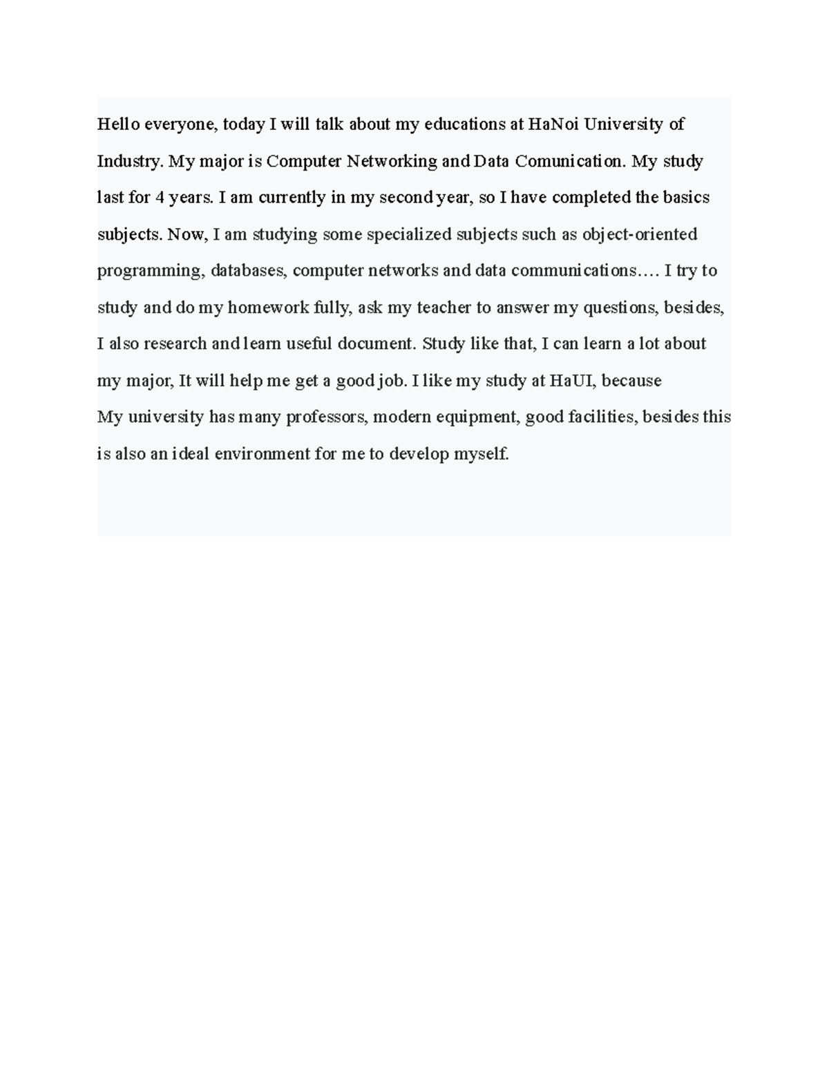 S1 - aaaa - Hello everyone, today I will talk about my educations at ...