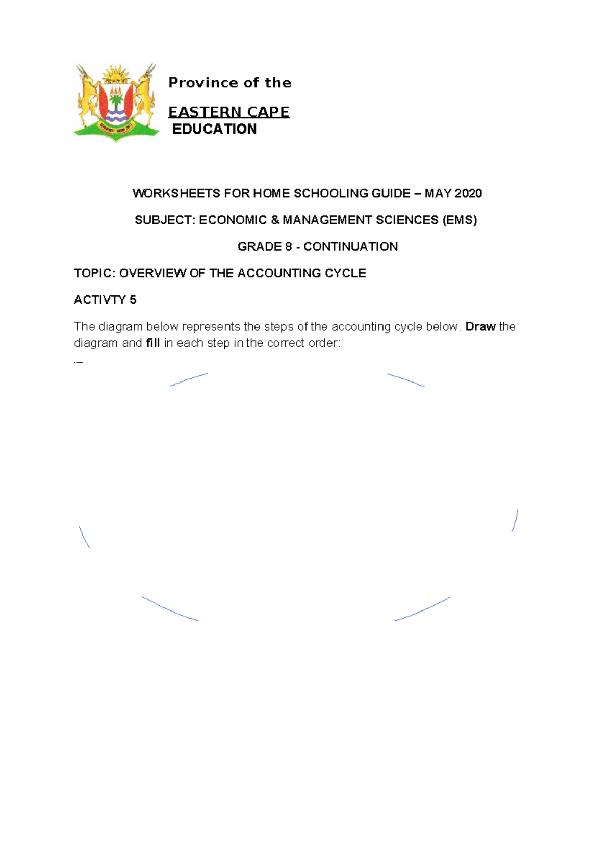 C EMS - Grade 8 Term 2 Worksheet: Accounting Cycle & Production Factors ...