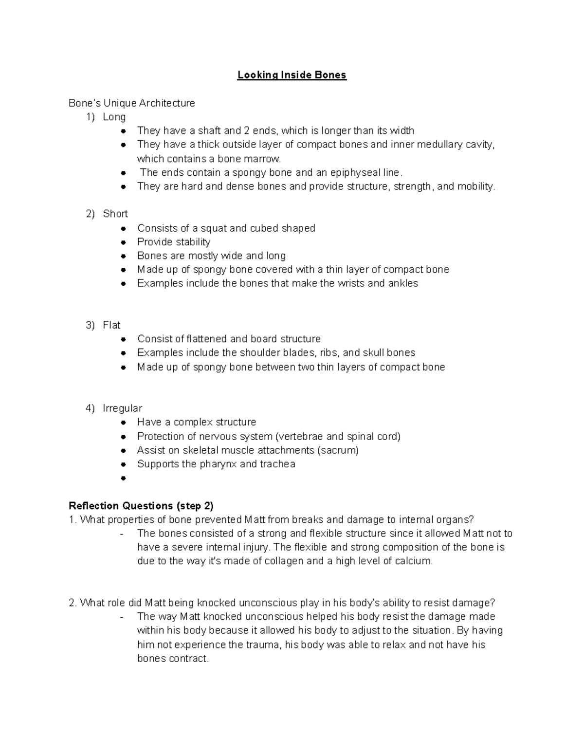 PLTW Study Notes: Exploring Bone Structure and Function - Studocu