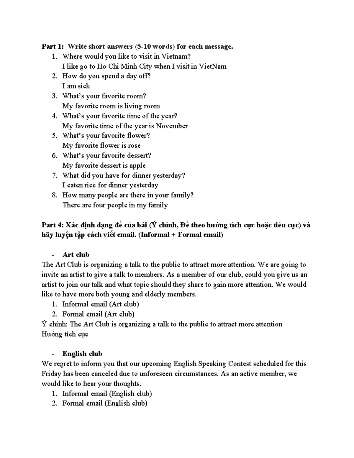 BTVN Lesson 4: Writing Short Answers & Email Practice - Studocu