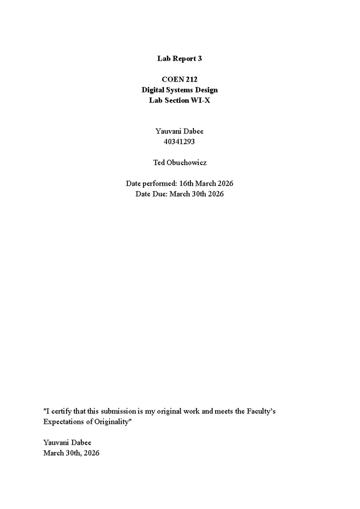 Lab Report 3: COEN 212 Digital Systems Design - MUX & Adder Analysis ...