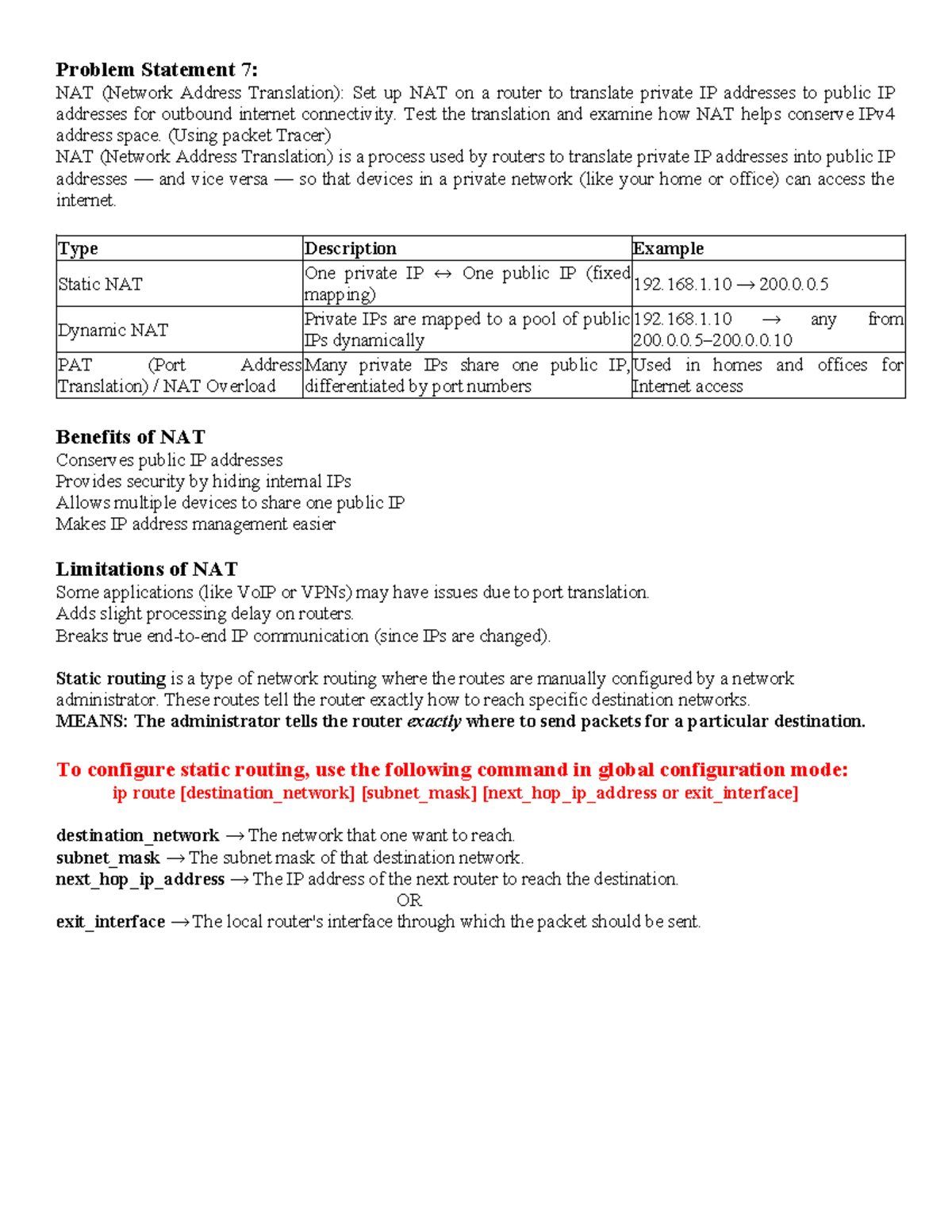 NAT Practical Setup: Configuring NAT on Router for IPv4 Conservation ...