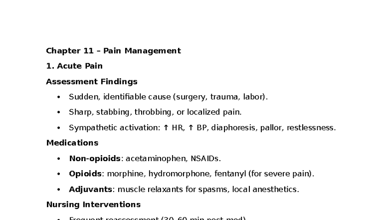 Nur 355 Module 3: Pain Management & Complementary Care Overview - Studocu