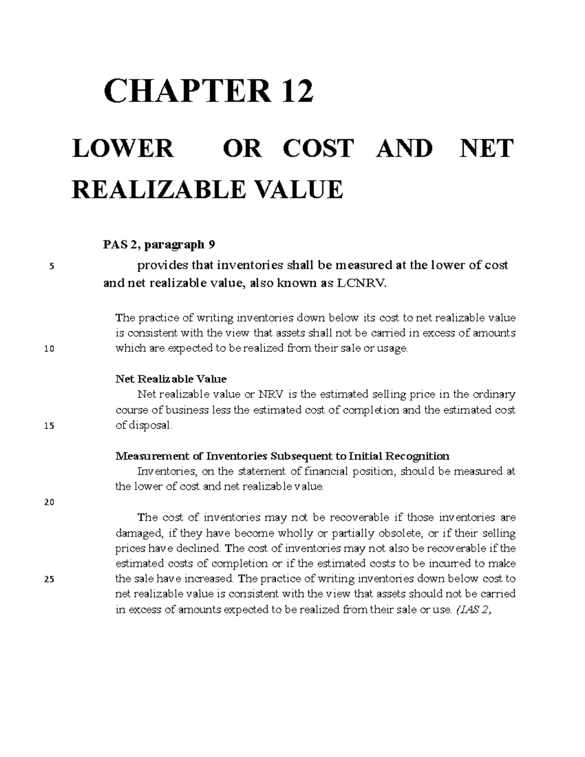 Chapter 12: Lower of Cost and Net Realizable Value Insights - Studocu