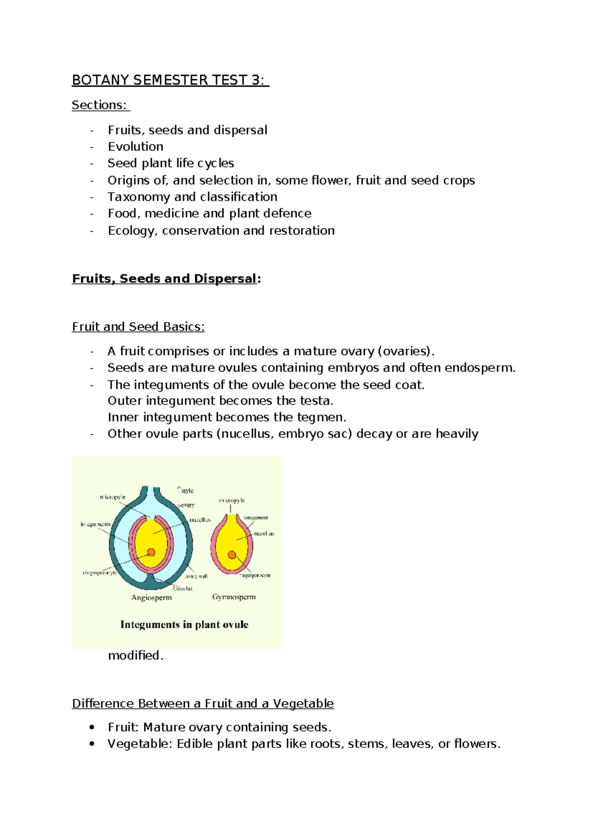 BOT 301: Semester Test 3 - Comprehensive Notes on Botany Topics - Studocu