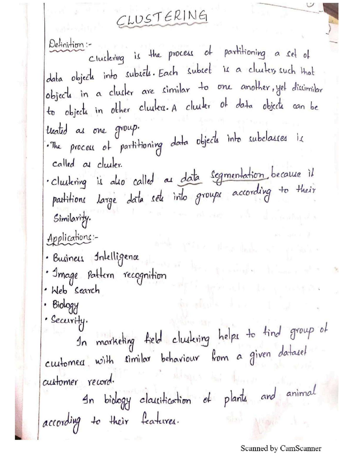 Clustering Algorithms Overview - CLUSTERING Study Notes - Studocu