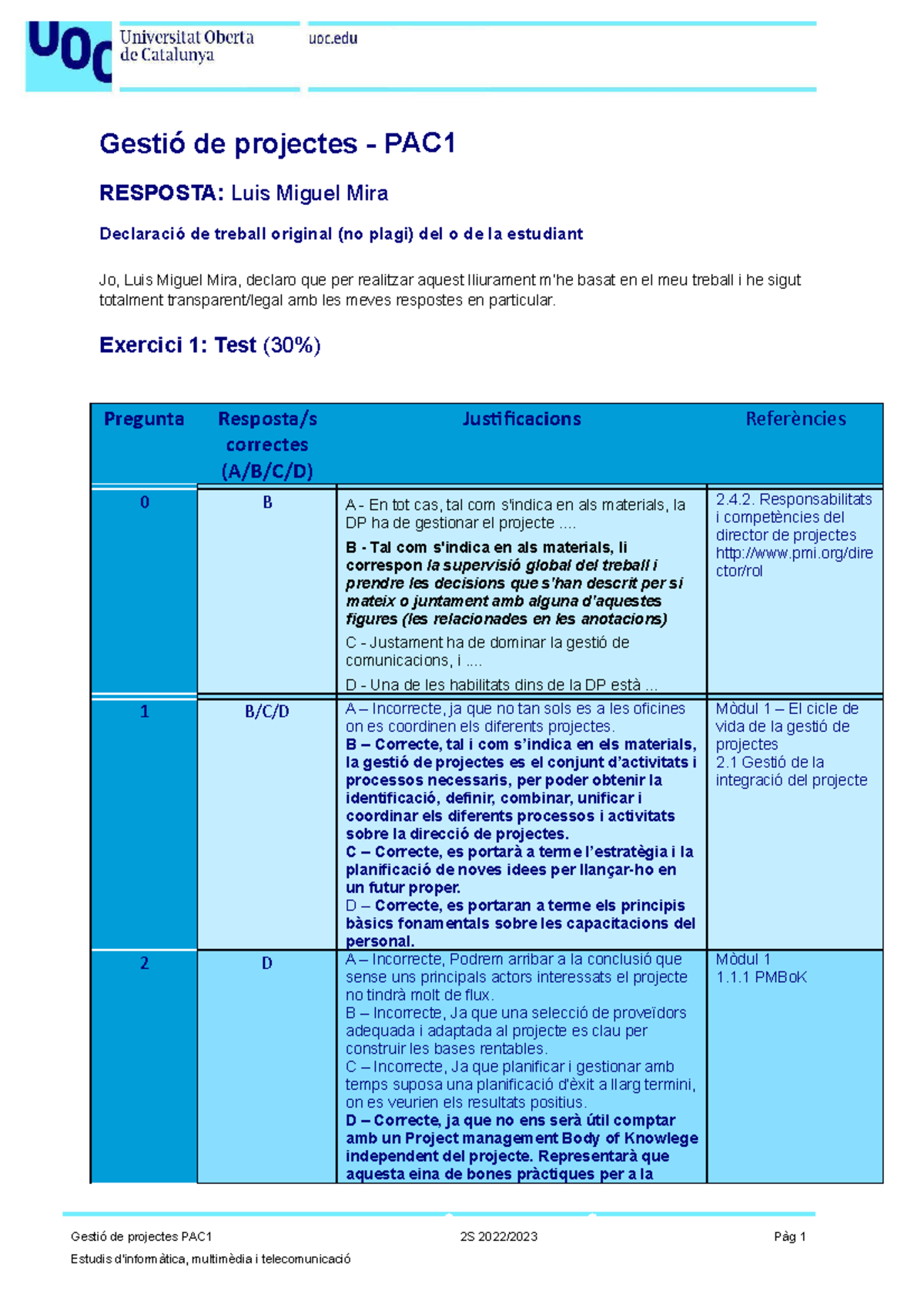 Gestió de Projectes PAC - Respostes Completes 2S 2022/2023 - Studocu