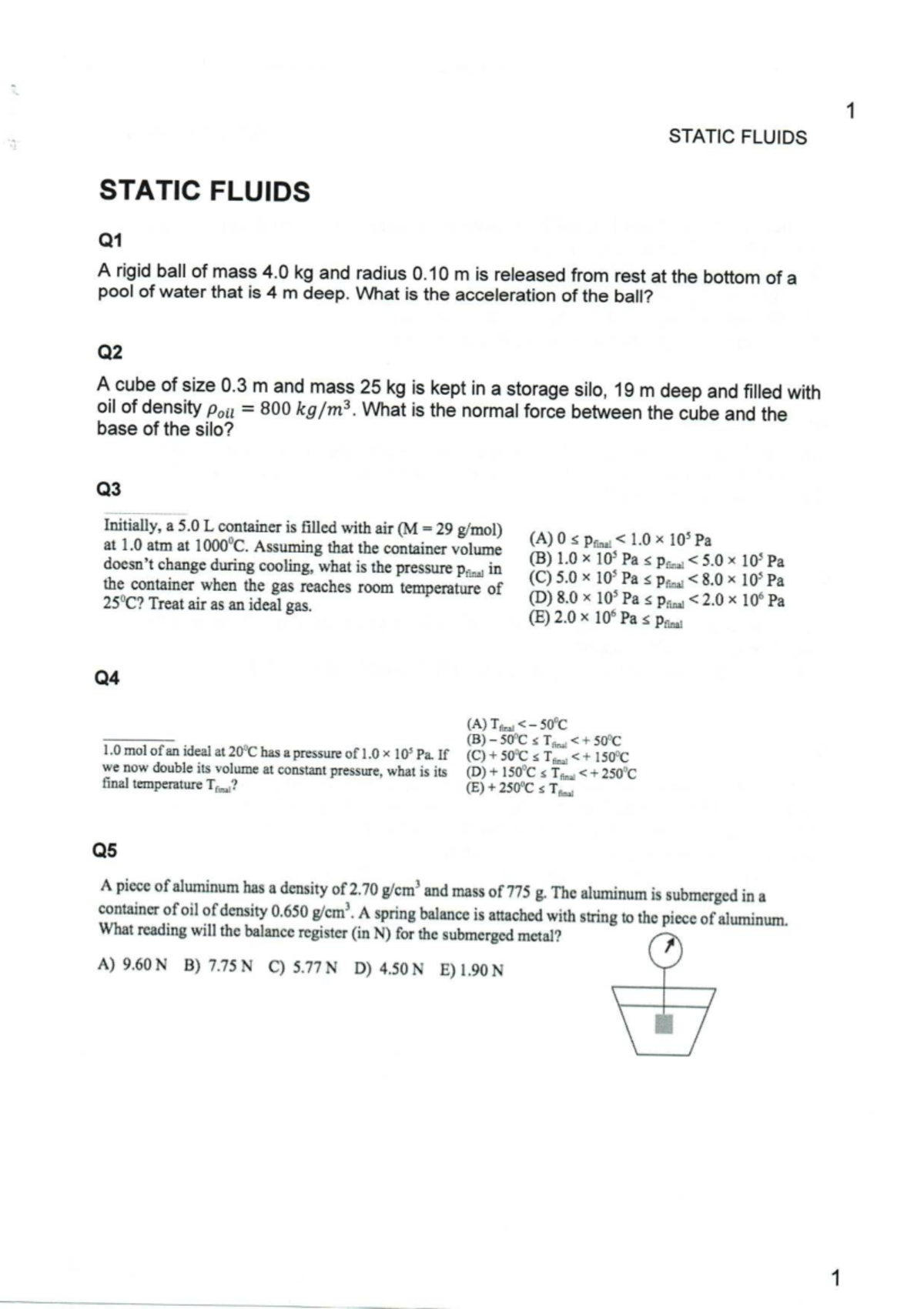 Physics 1029 Final Exam: Static and Dynamic Fluids & Electromagnetism ...
