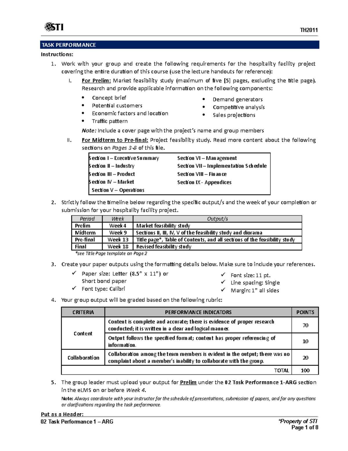 02 Task Performance 1 Arg Th 02 Task Performance 1 Arg Property Of Sti Page 1 Of 8 Task