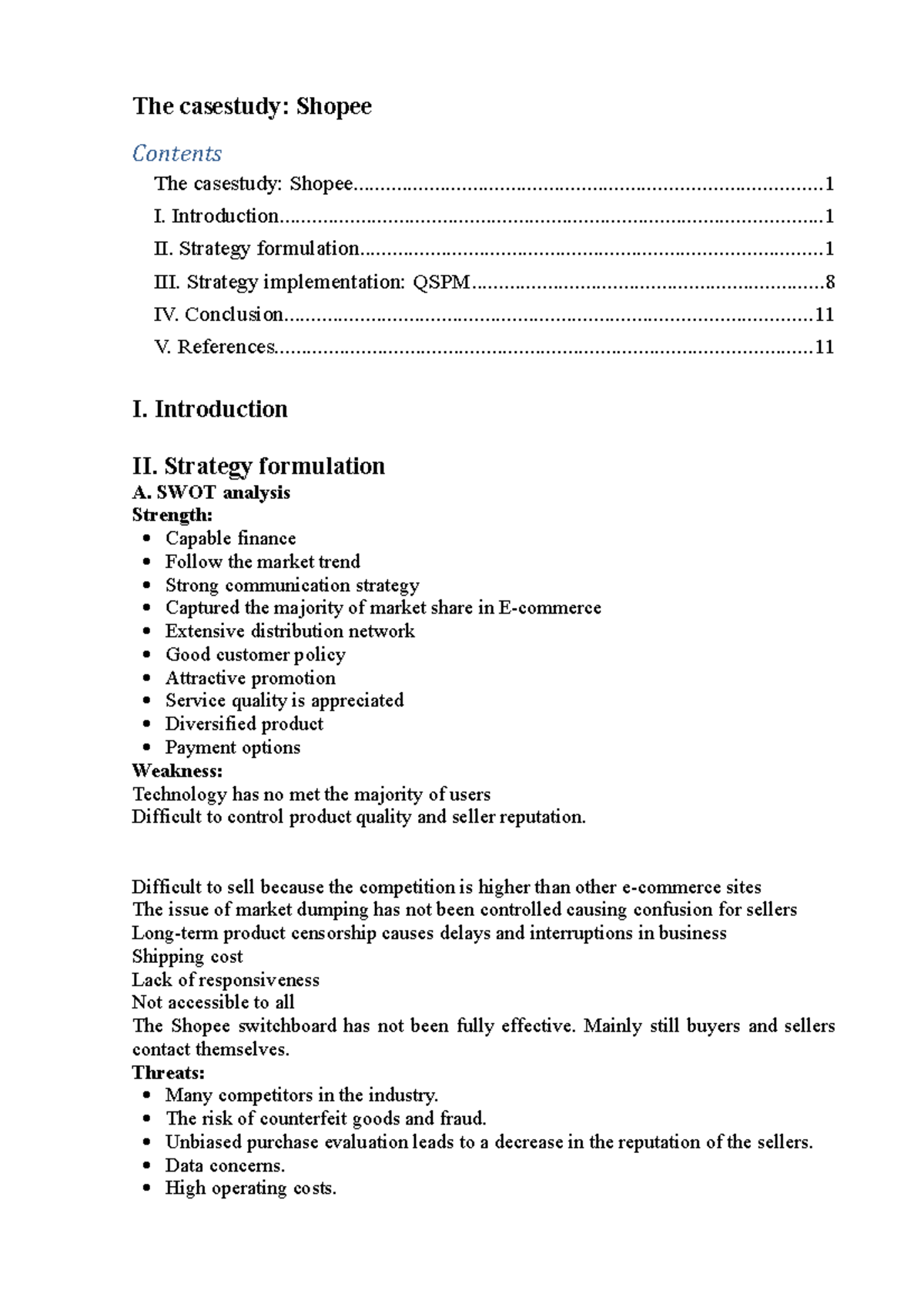 EFE IFE SWOT I E matrix - Taiwan; Indonesia; Vietnam, and the ...