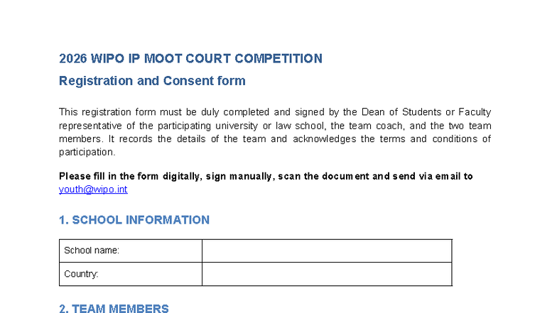 2026 WIPO IP Moot Court Competition Registration Form - Studocu