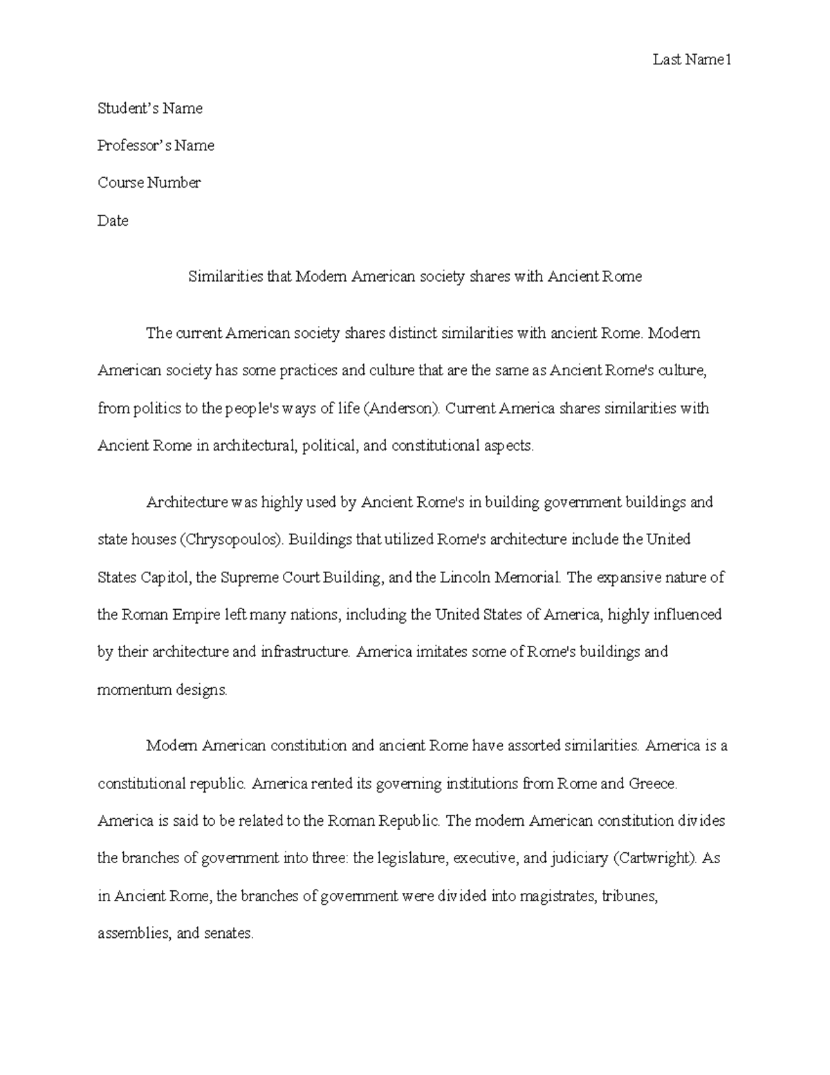 Humanities 3 - Comparing Modern America and Ancient Rome's Society ...