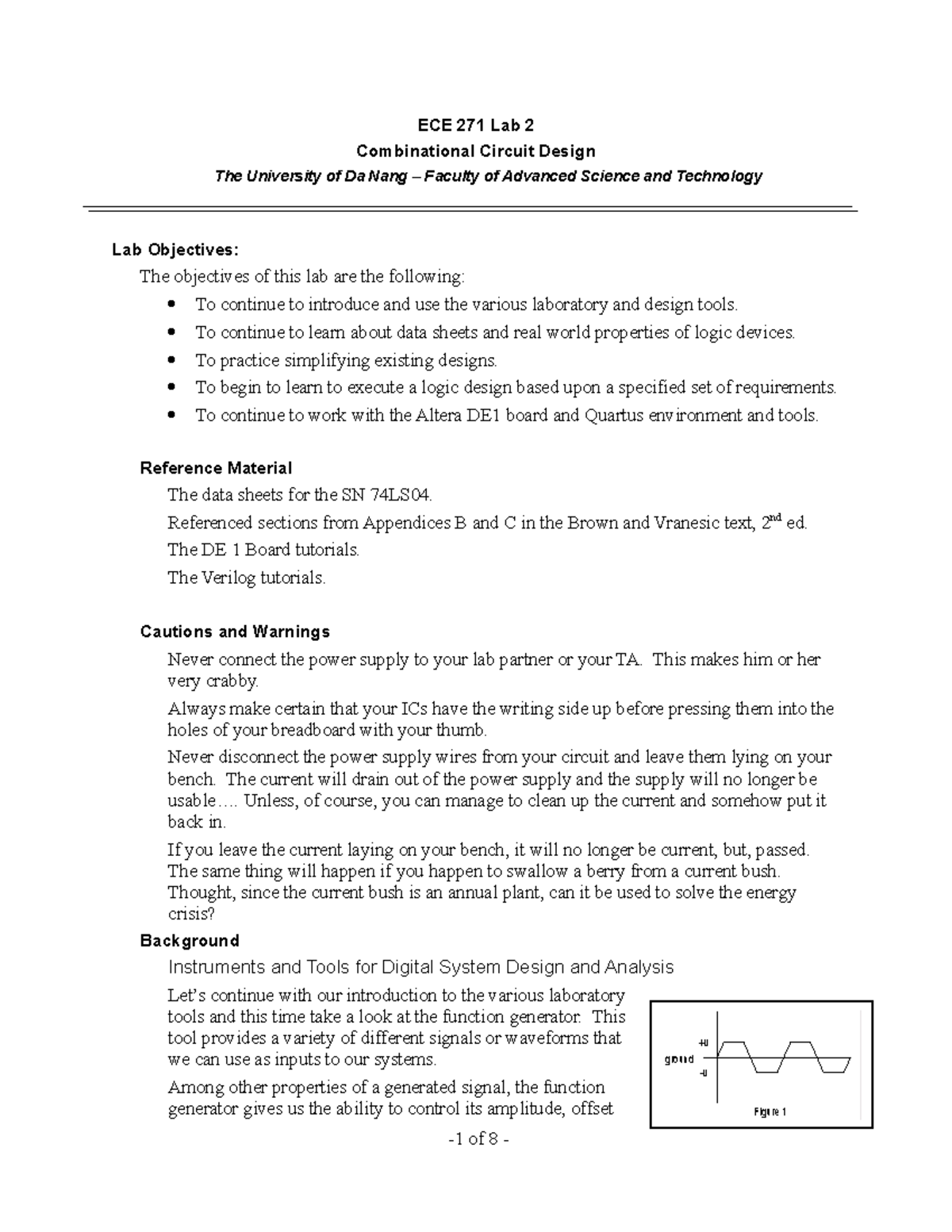 EE271 - Lab 2 Report on Combinational Circuit Design & Analysis - Studocu