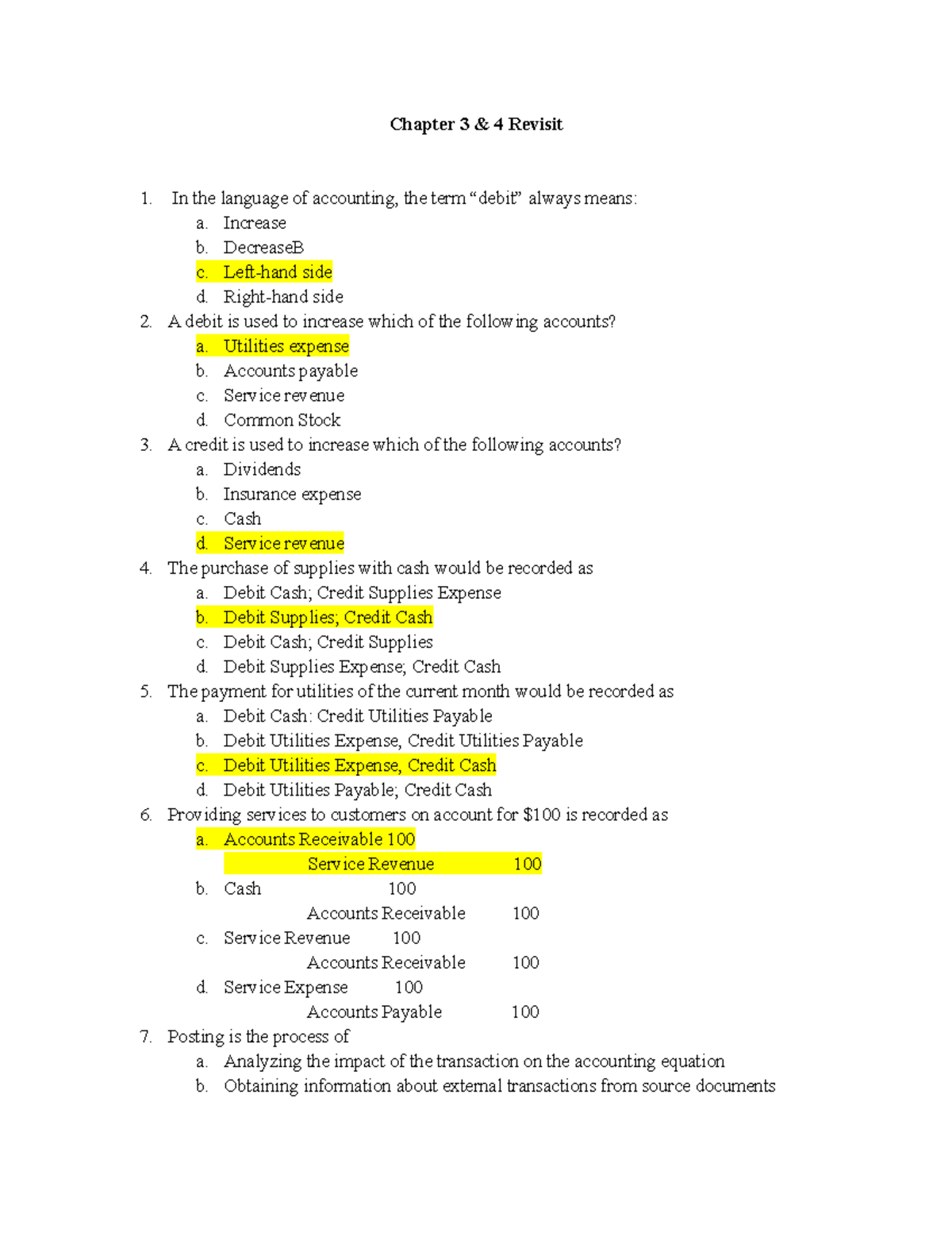 Chapter 3 & 4 Revisit - Lecture Notes on Accounting Concepts - Studocu