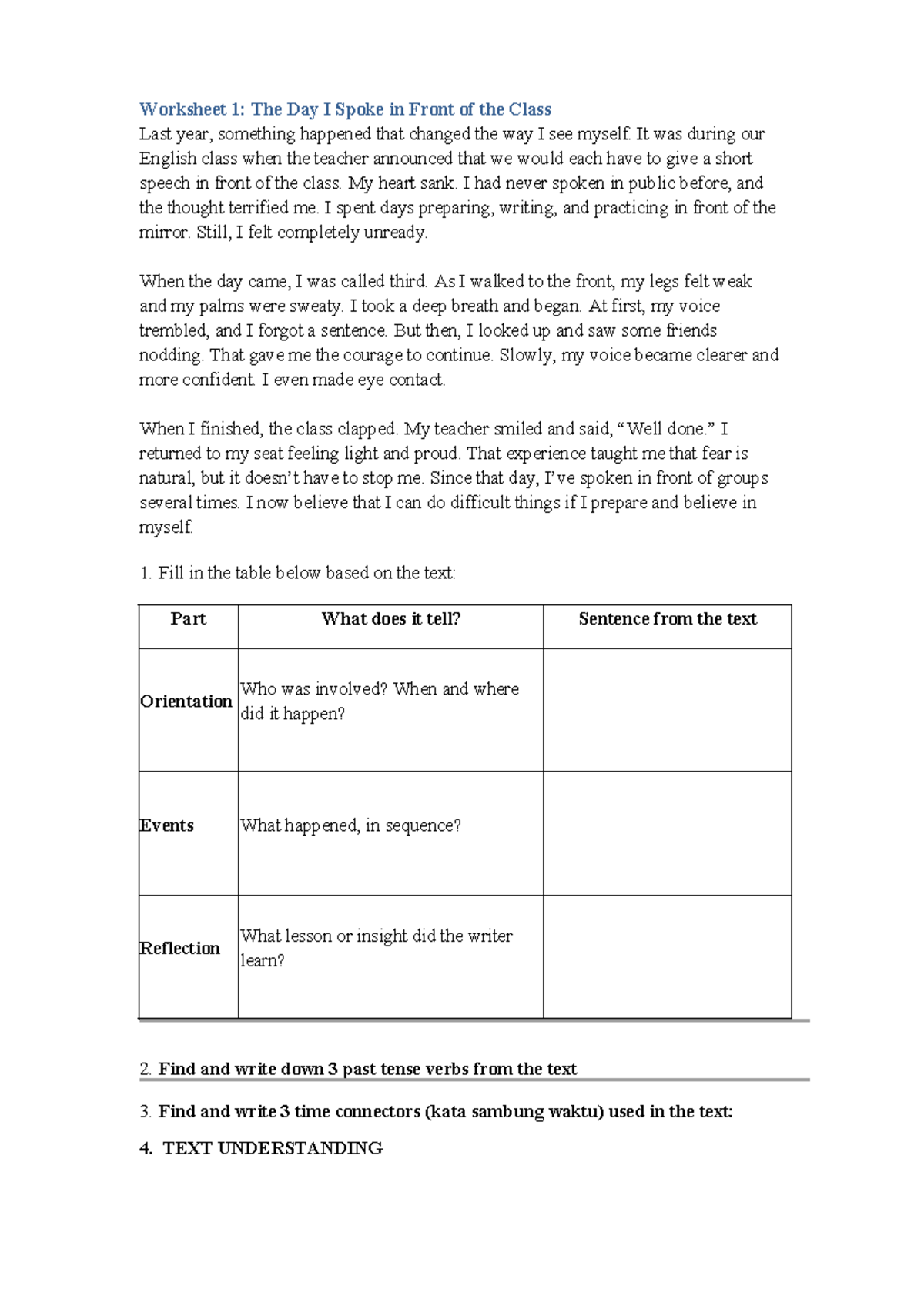 Reflective Recount Worksheets: Personal Growth Through Experiences ...