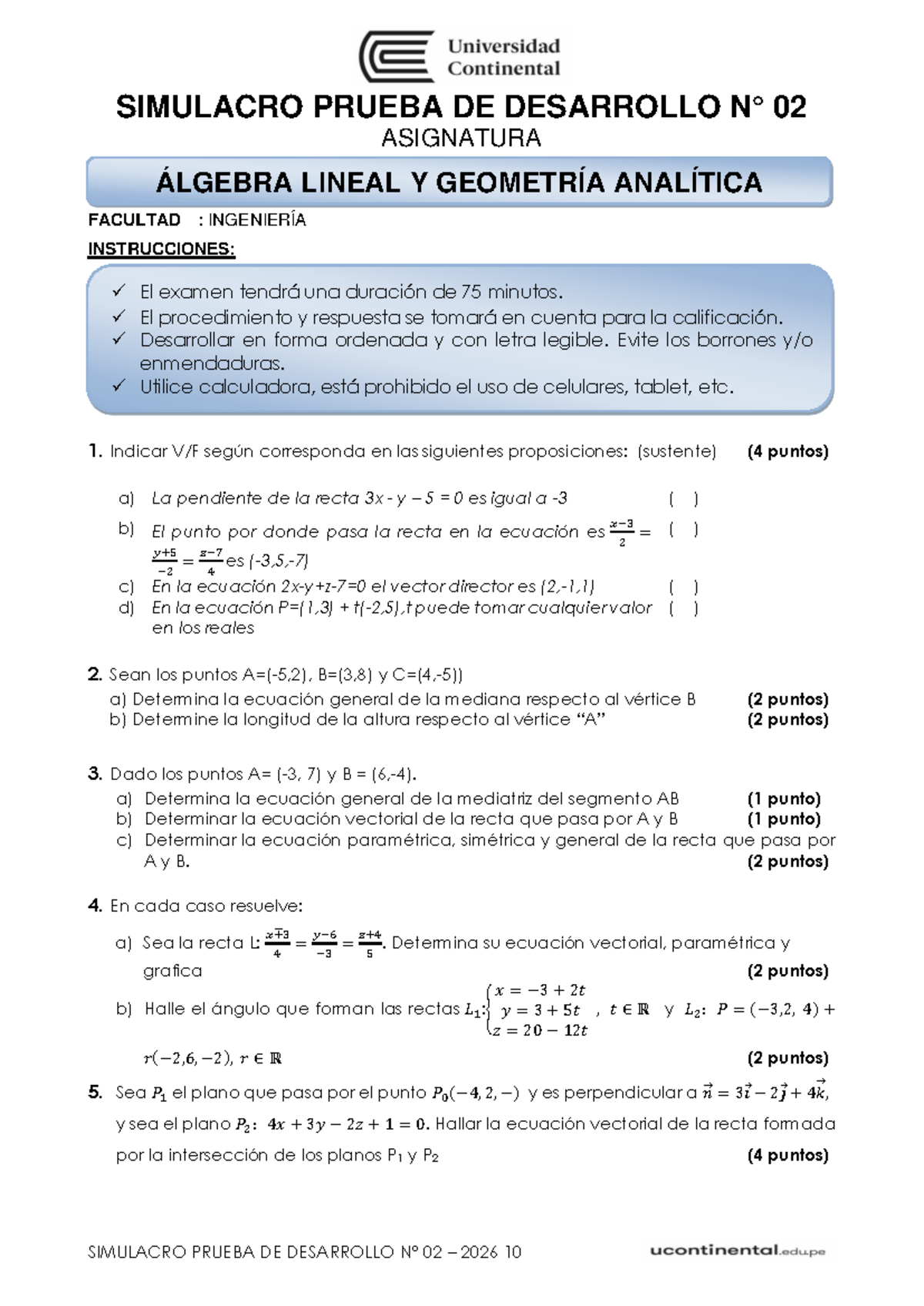 Simulacro Prueba de Desarrollo 02 - Álgebra Lineal y Geometría ...