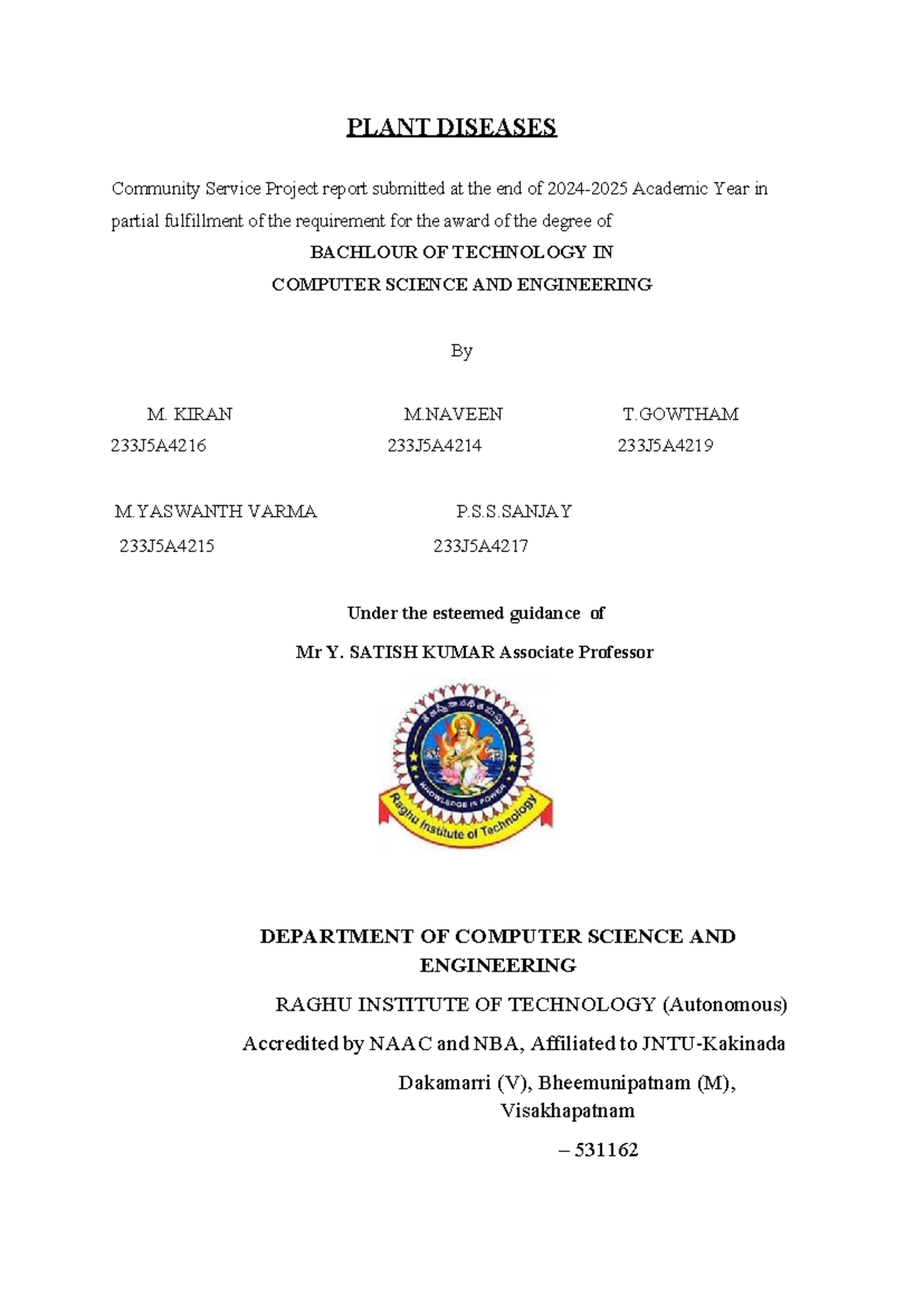 CSP - Community Service Project Report on Plant Diseases (2024-2025 ...