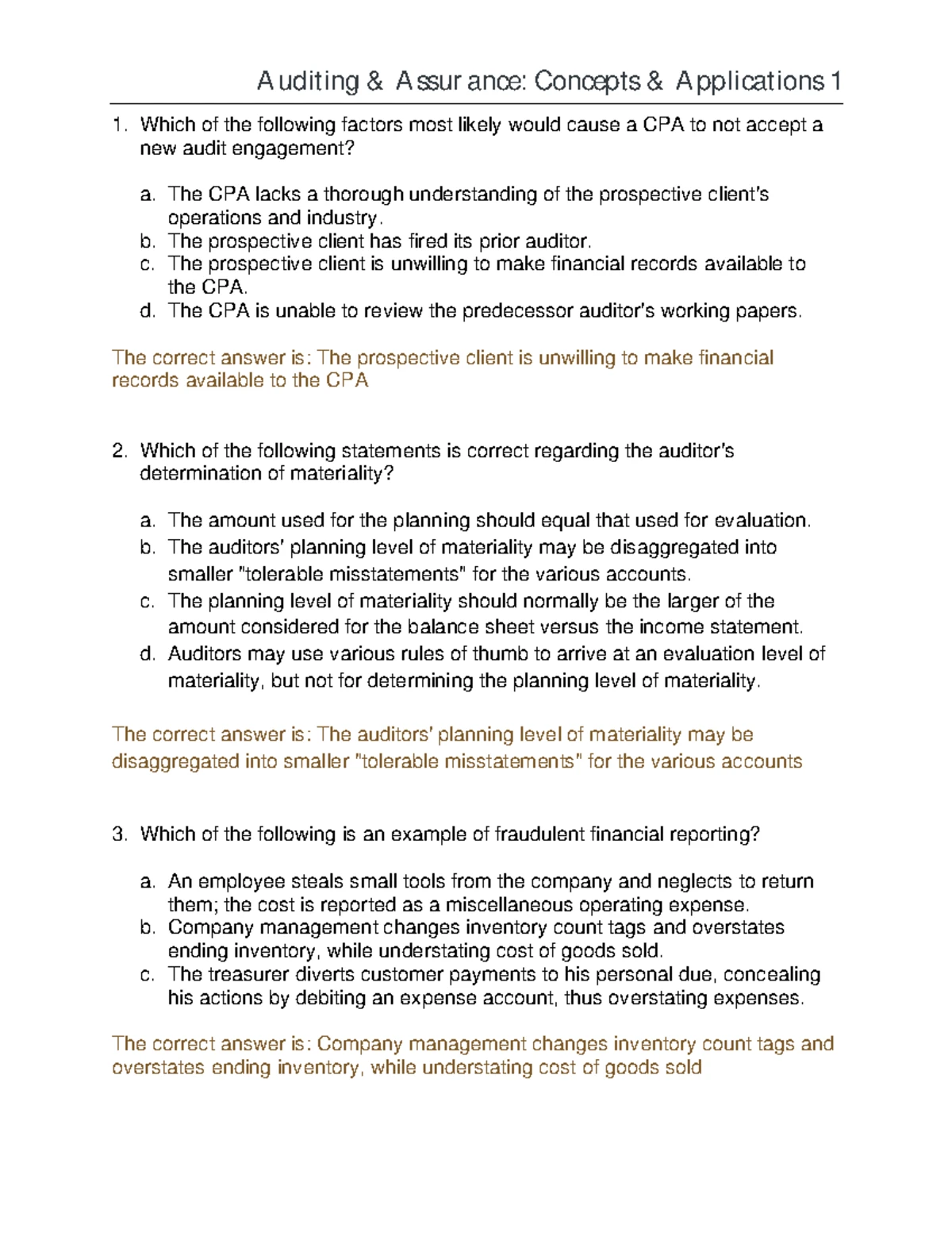 Auditing and Assurance Principles - INSTRUCTIONAL MATERIAL FOR ACCO 30043 AUDITING AND ASSURANCE ...