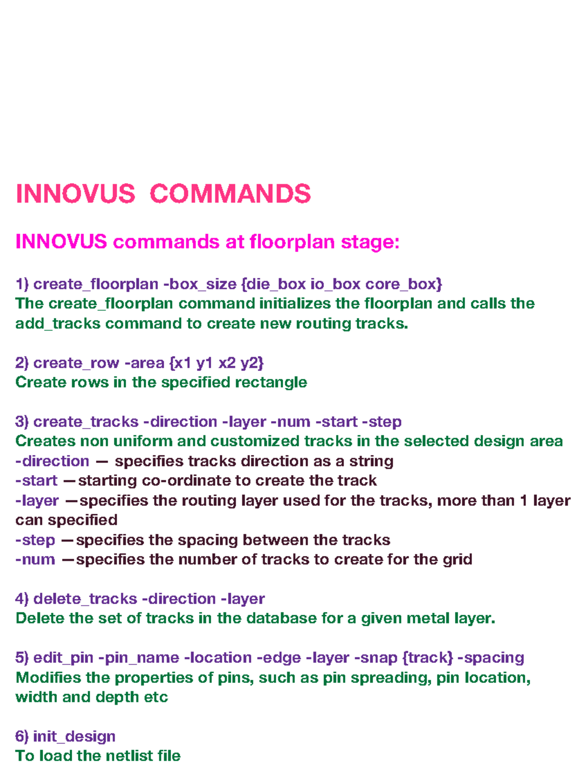 Innovus Command Overview for VLSI Design Techniques - Studocu